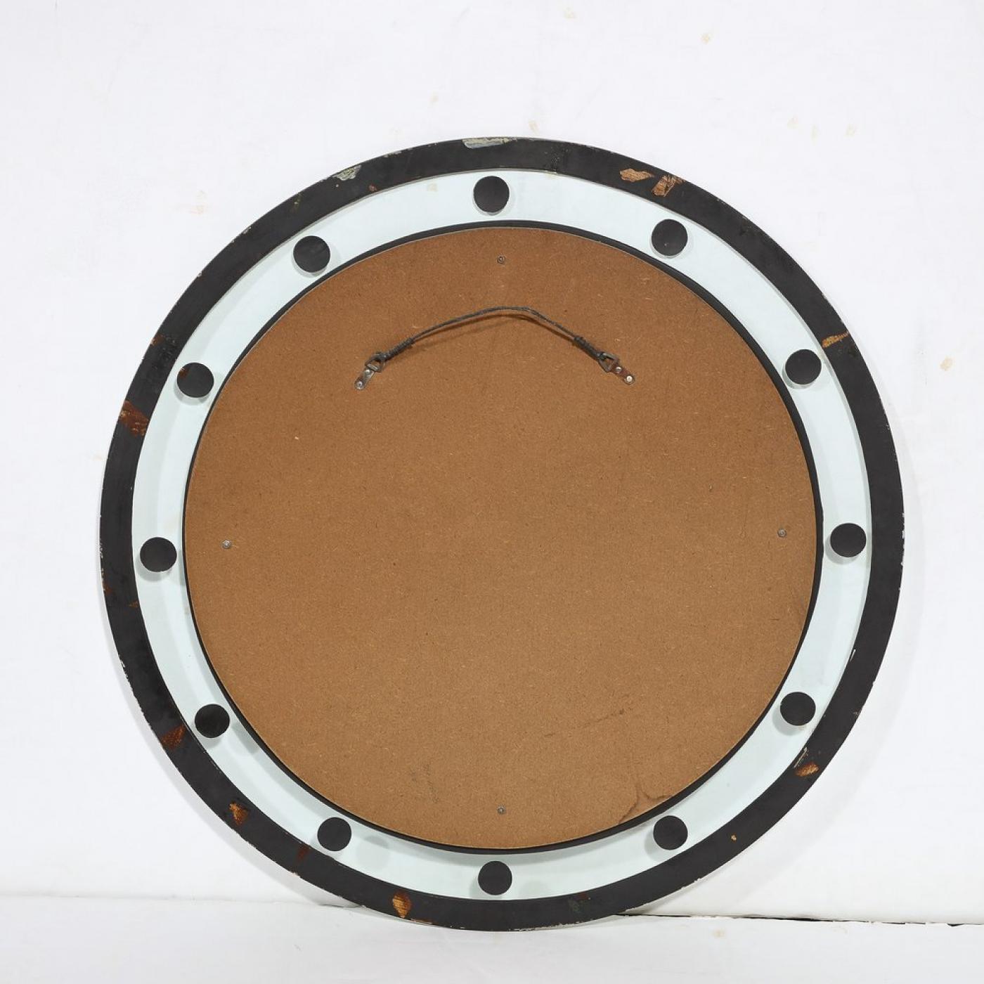 Art Deco Machine Age Floating Edge Round Banded Mirror W/ Reverse Bevel ...