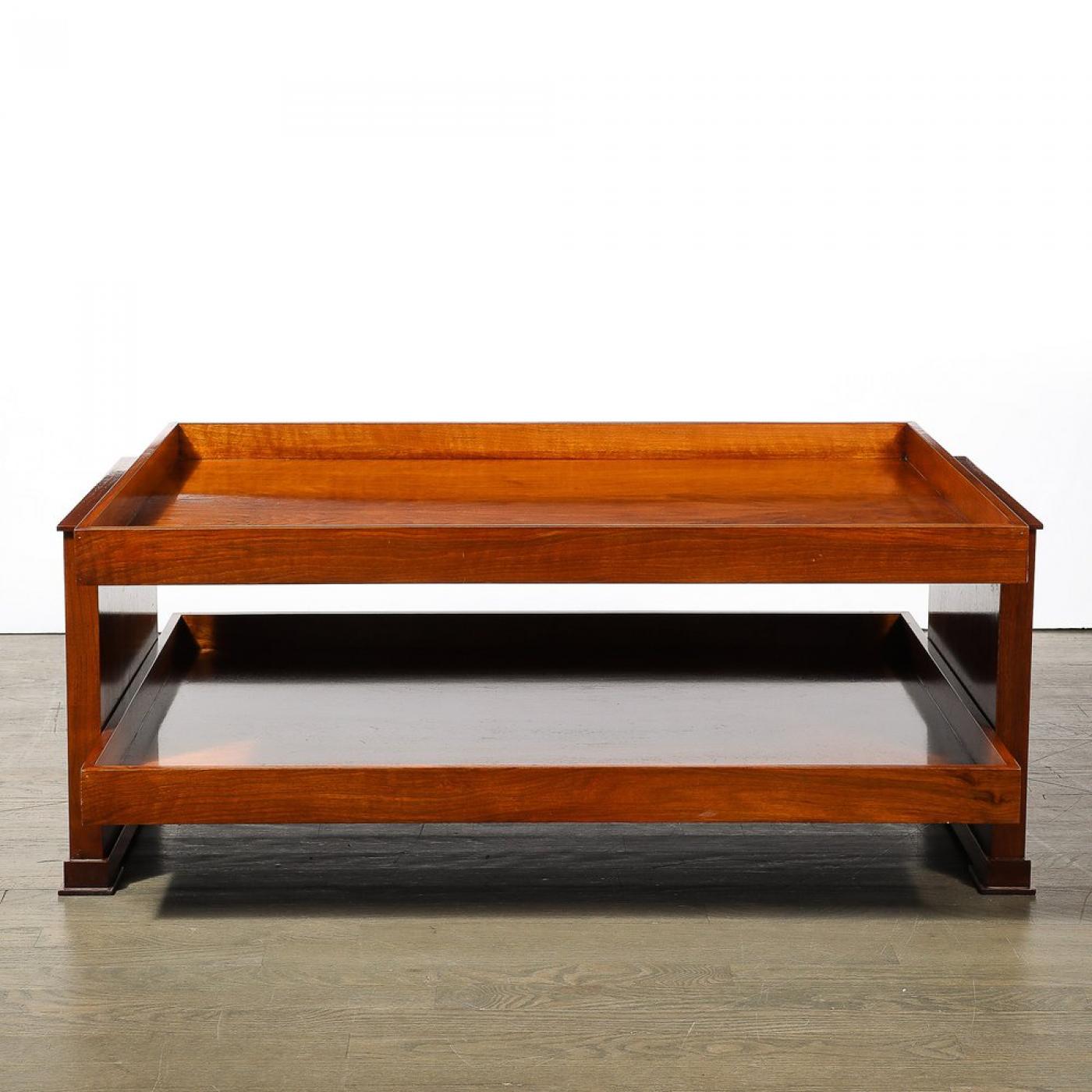 Art Deco Two-Tier Rectilinear Book-Matched Walnut Raised Border ...