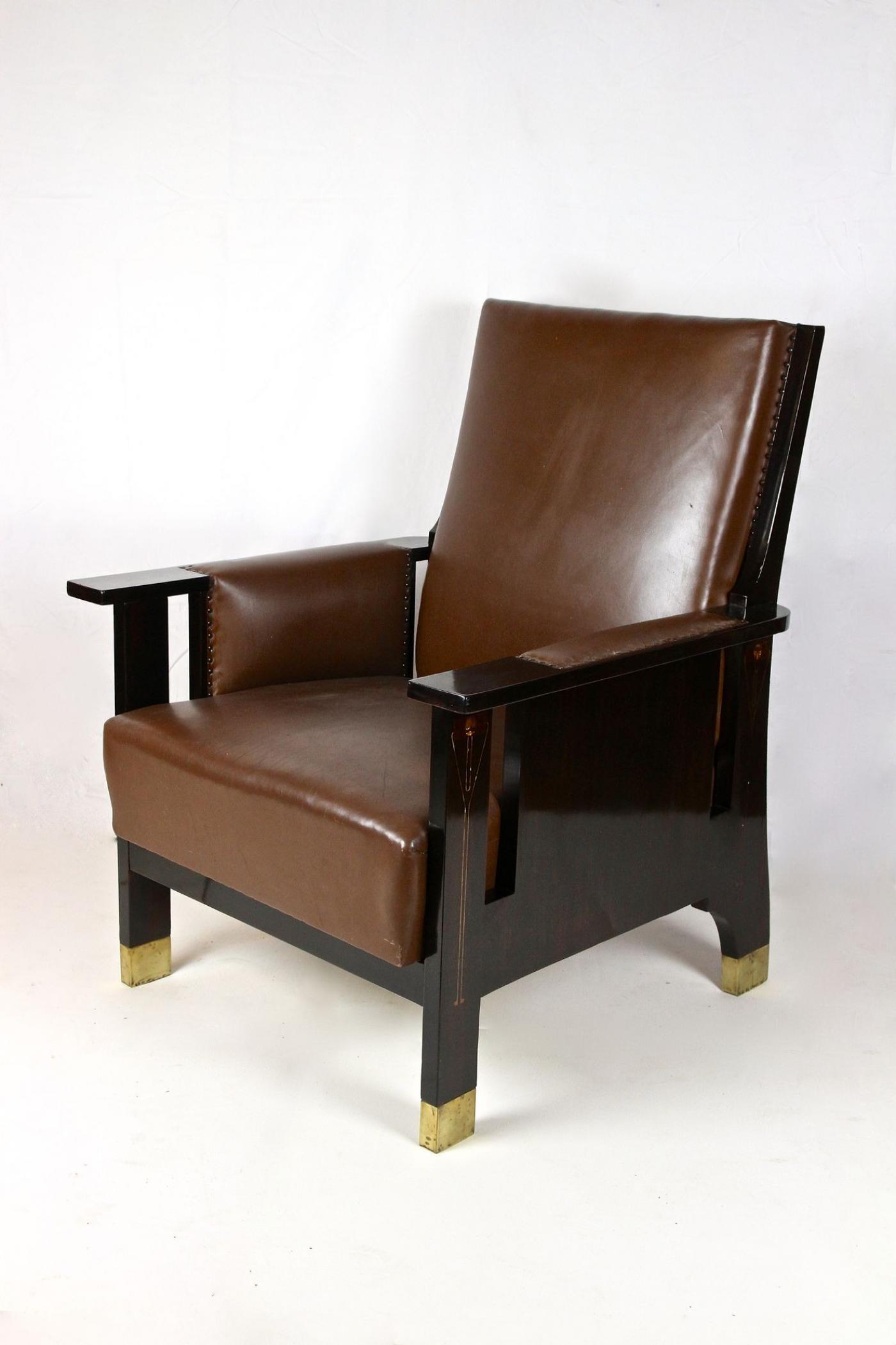 Art Nouveau 20th Century Palisander Armchair, Mother Of Pearl, Austria ...