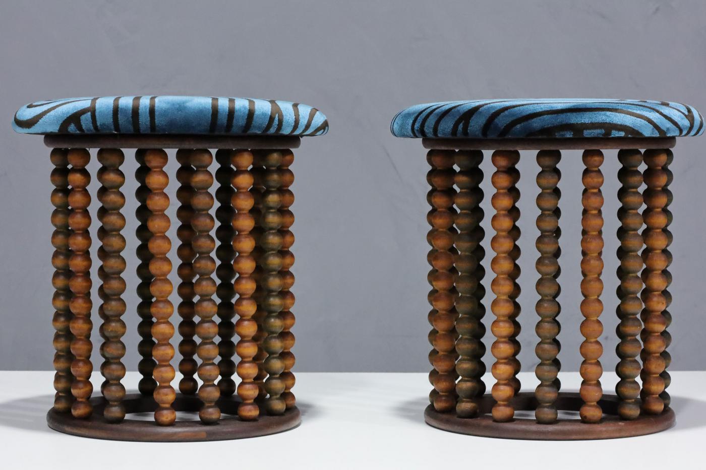 Arthur Umanoff - Arthur Umanoff Style Beaded Wood Stools with New ...