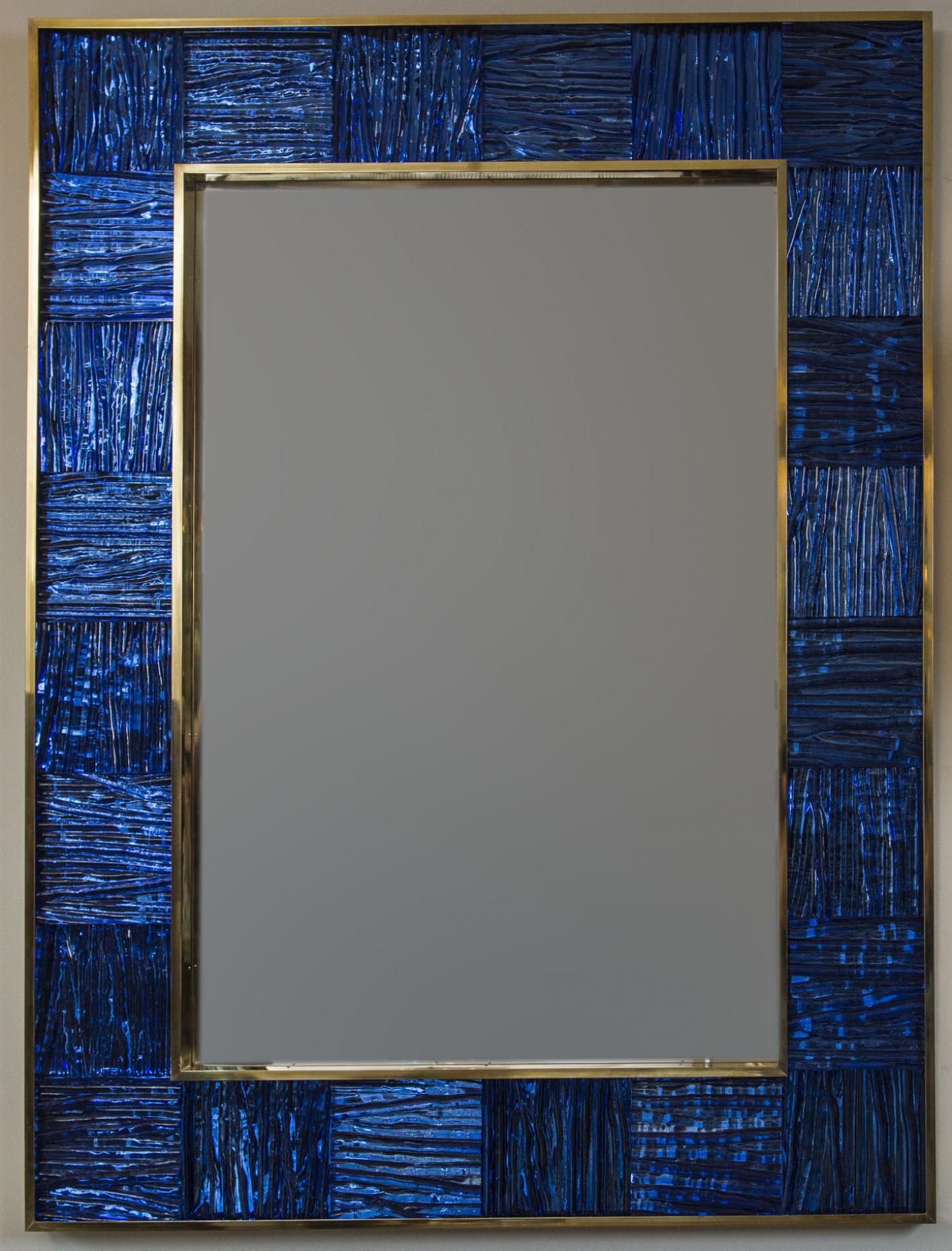 Artisan Brass Blown Klein-Blue Wave Mirror
