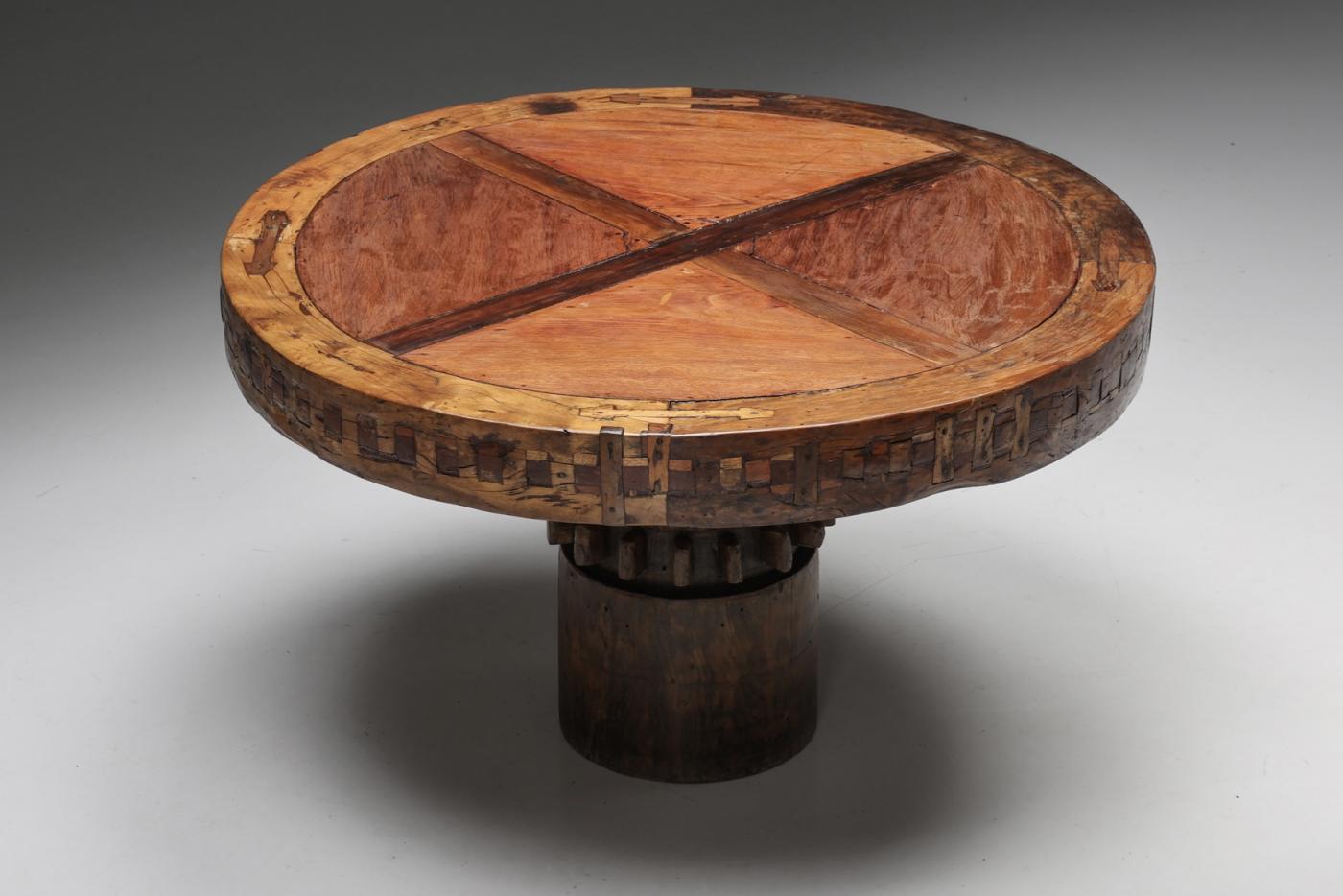 Artisan Round Wooden Dining Table - 1950's