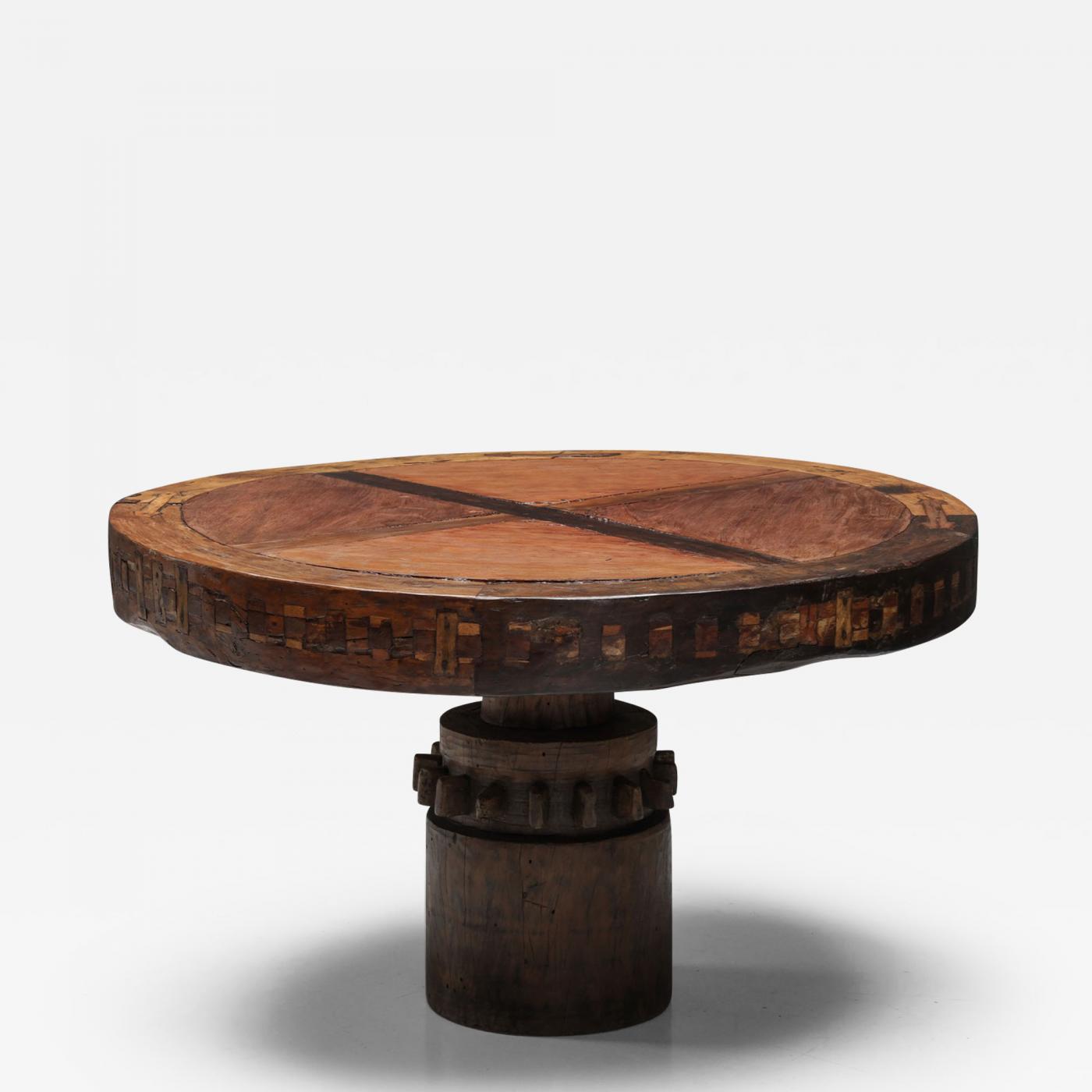 Artisan Round Wooden Dining Table - 1950's