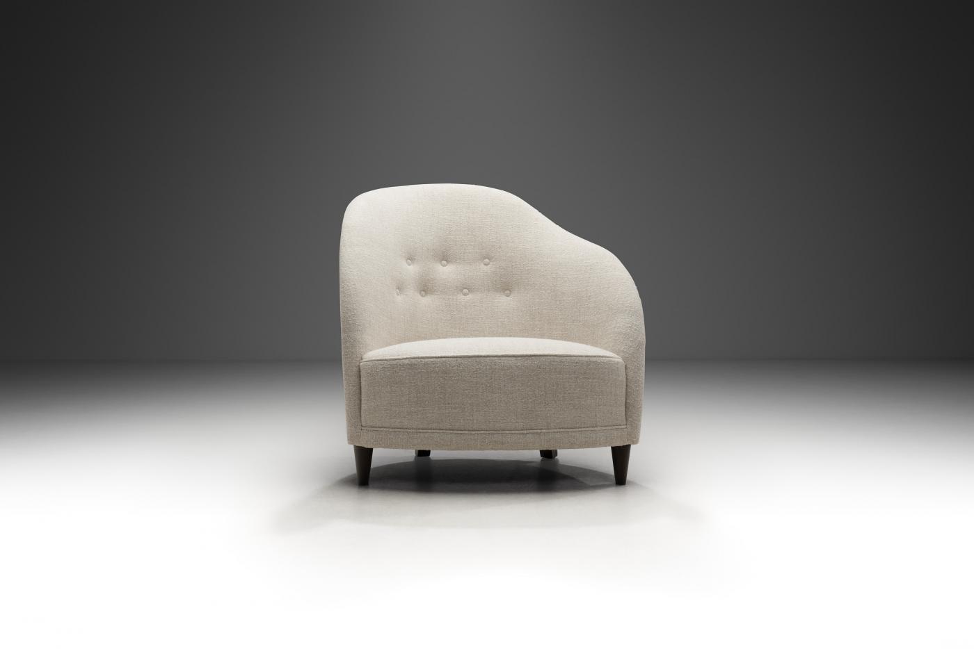 Asymmetrical Fluid Shape European Lounge Chair, Europe 1950s