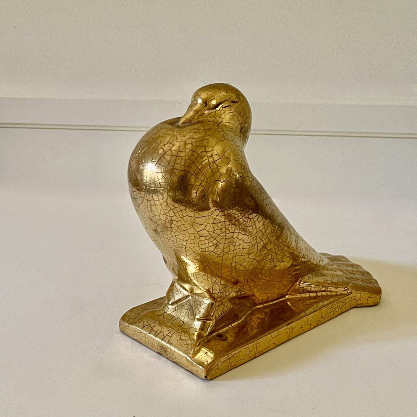 Auguste Heng - Auguste Heng (1891-1968) Art Deco Ceramic Gold Peacock ...