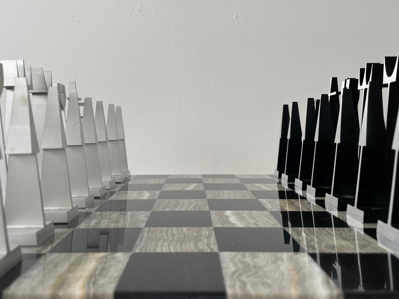 Austin Cox - Aluminum Midcentury Modern Chess Set by Austin Cox for Alcoa