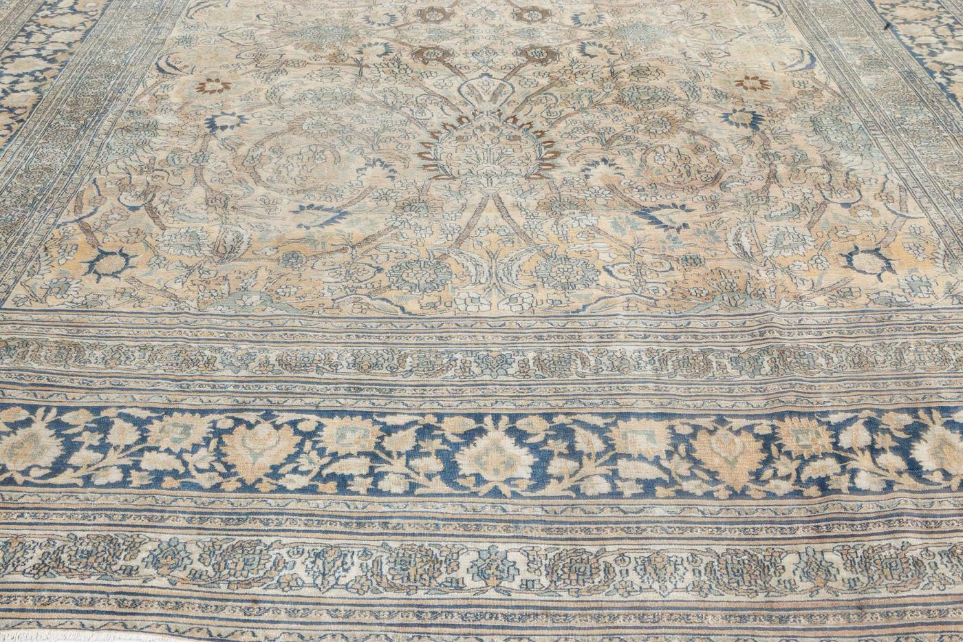 Authentic 19th Century Persian Meshad Handmade Wool Carpet