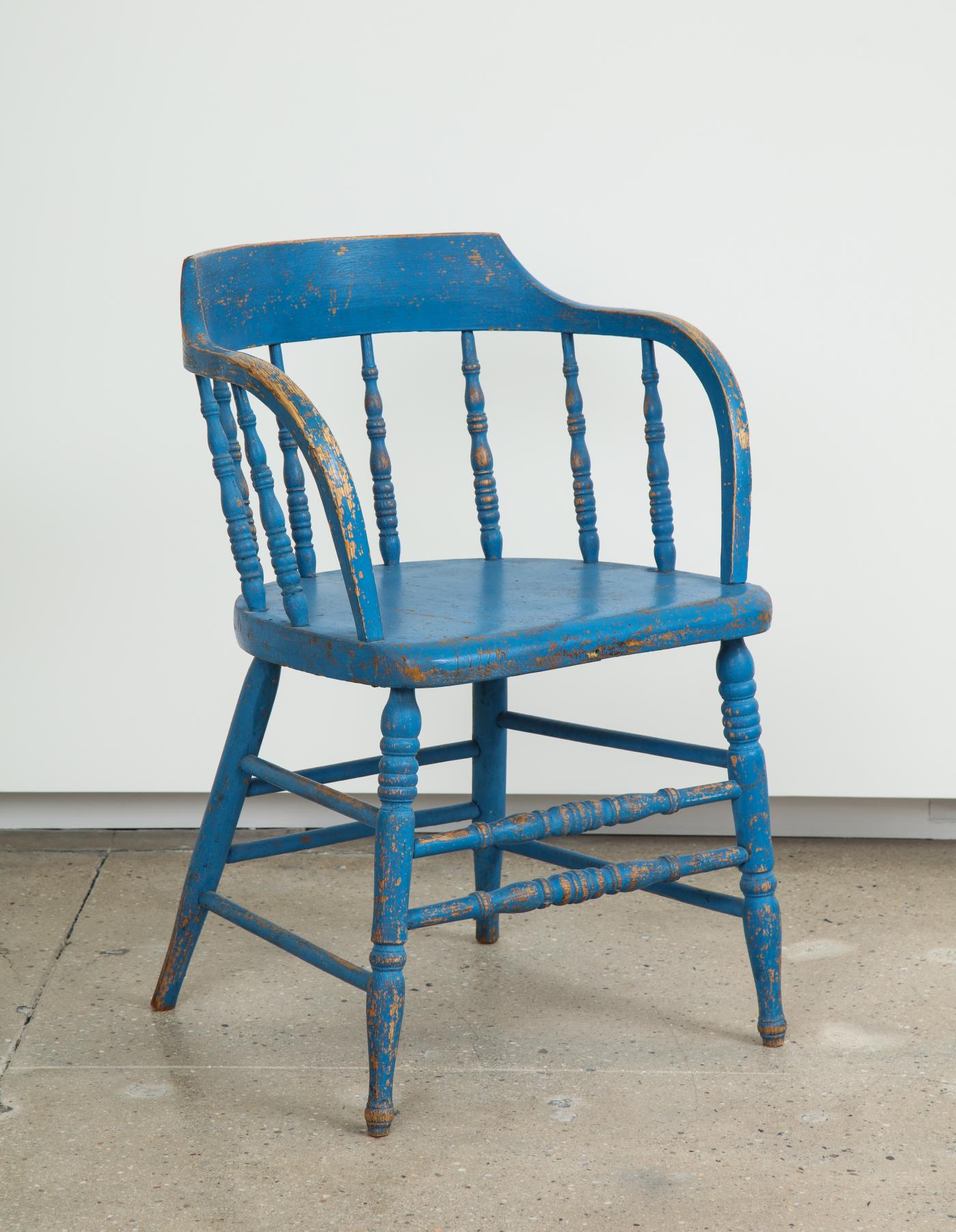 BLUE PAINTED WINDSOR CHAIRS