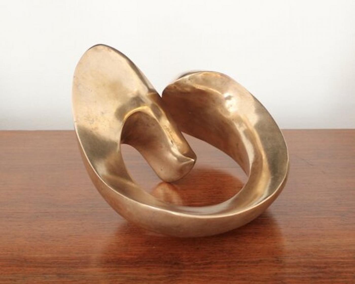 BRONZE ORGANIC ABSTRACT CURVILINEAR FORM SCULPTURE