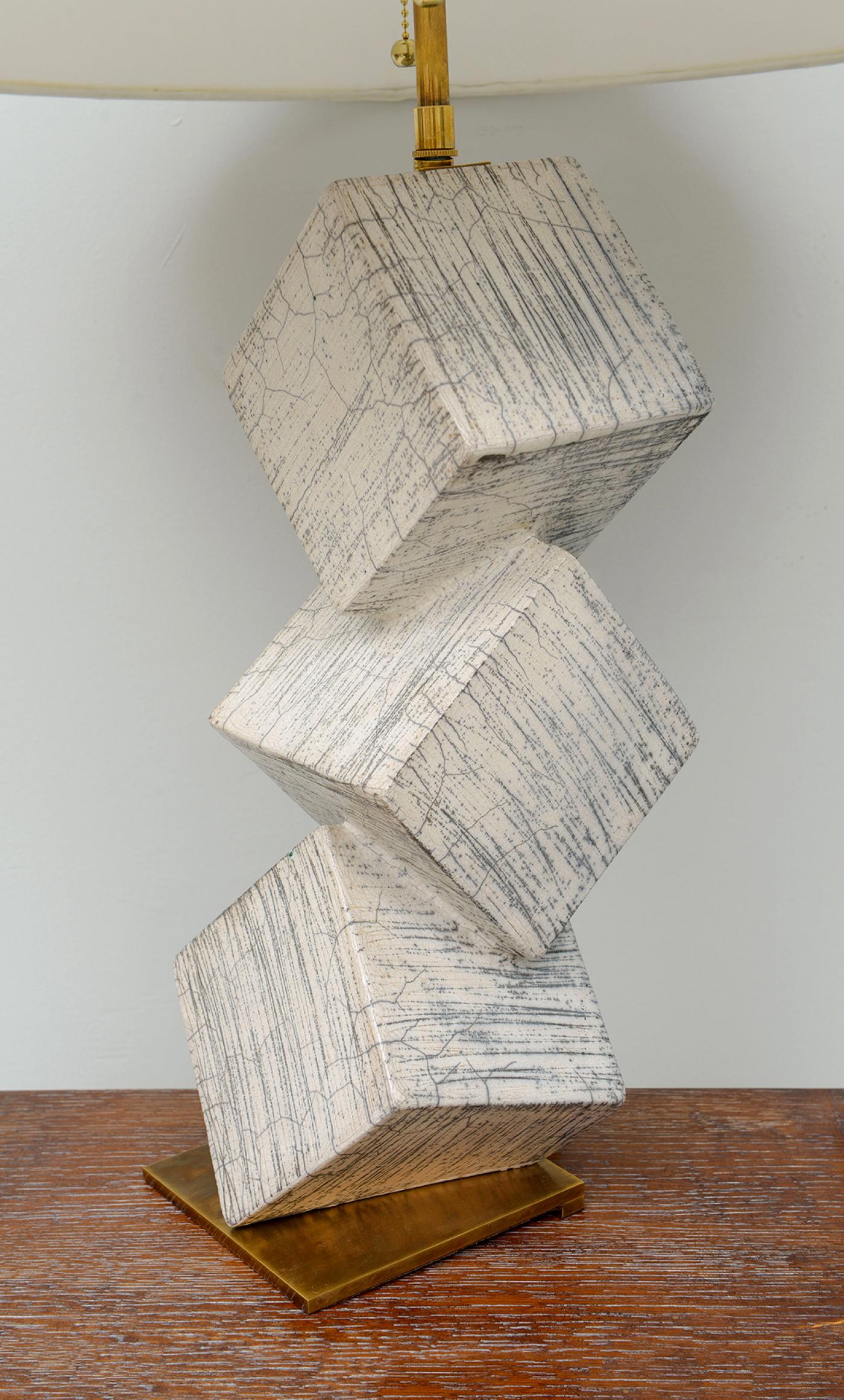 Barbara Billoud - Bespoke Pair of French Sculptural Raku Ceramic Cubist ...