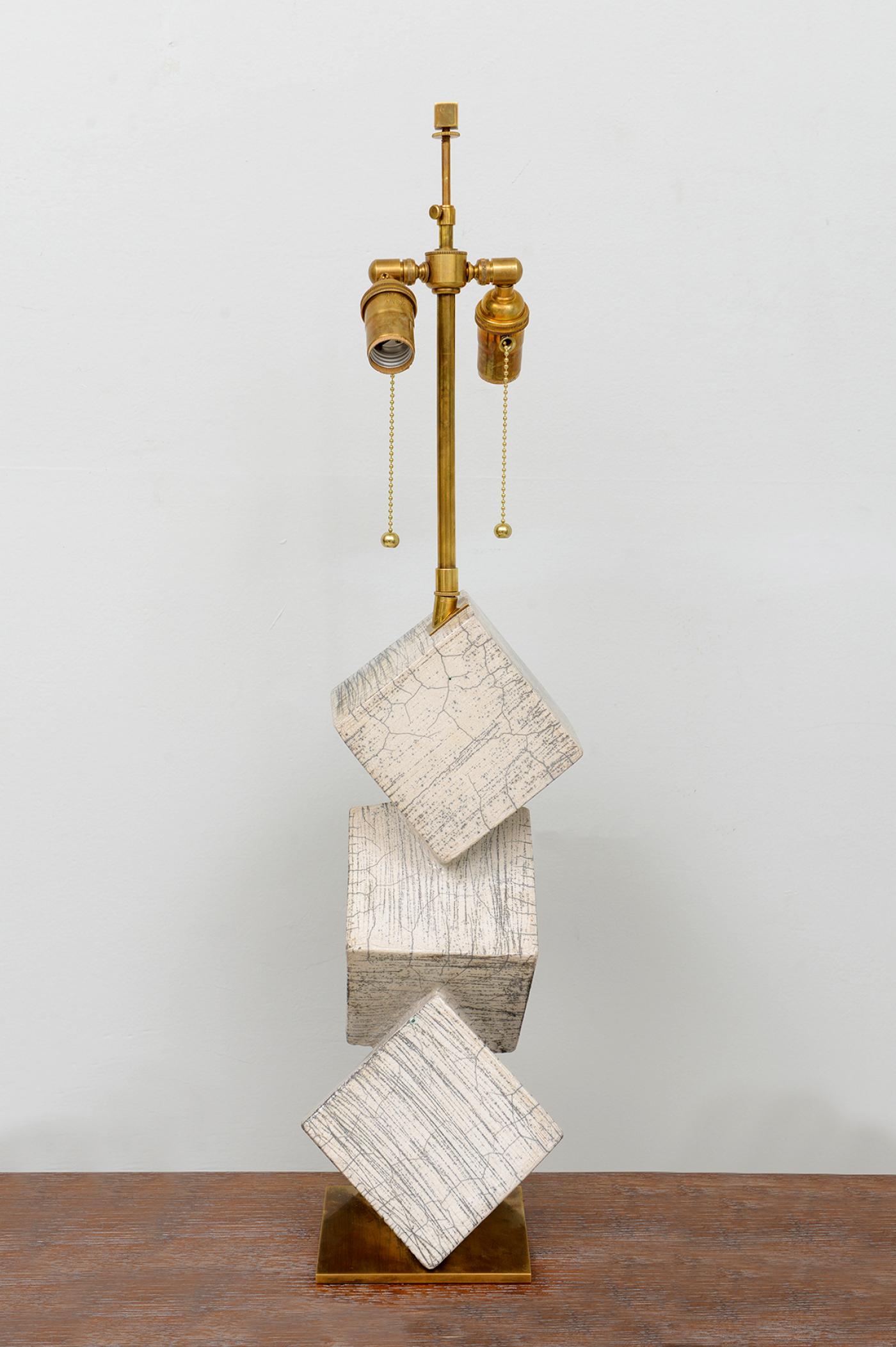 Barbara Billoud - Bespoke Pair of French Sculptural Raku Ceramic Cubist ...