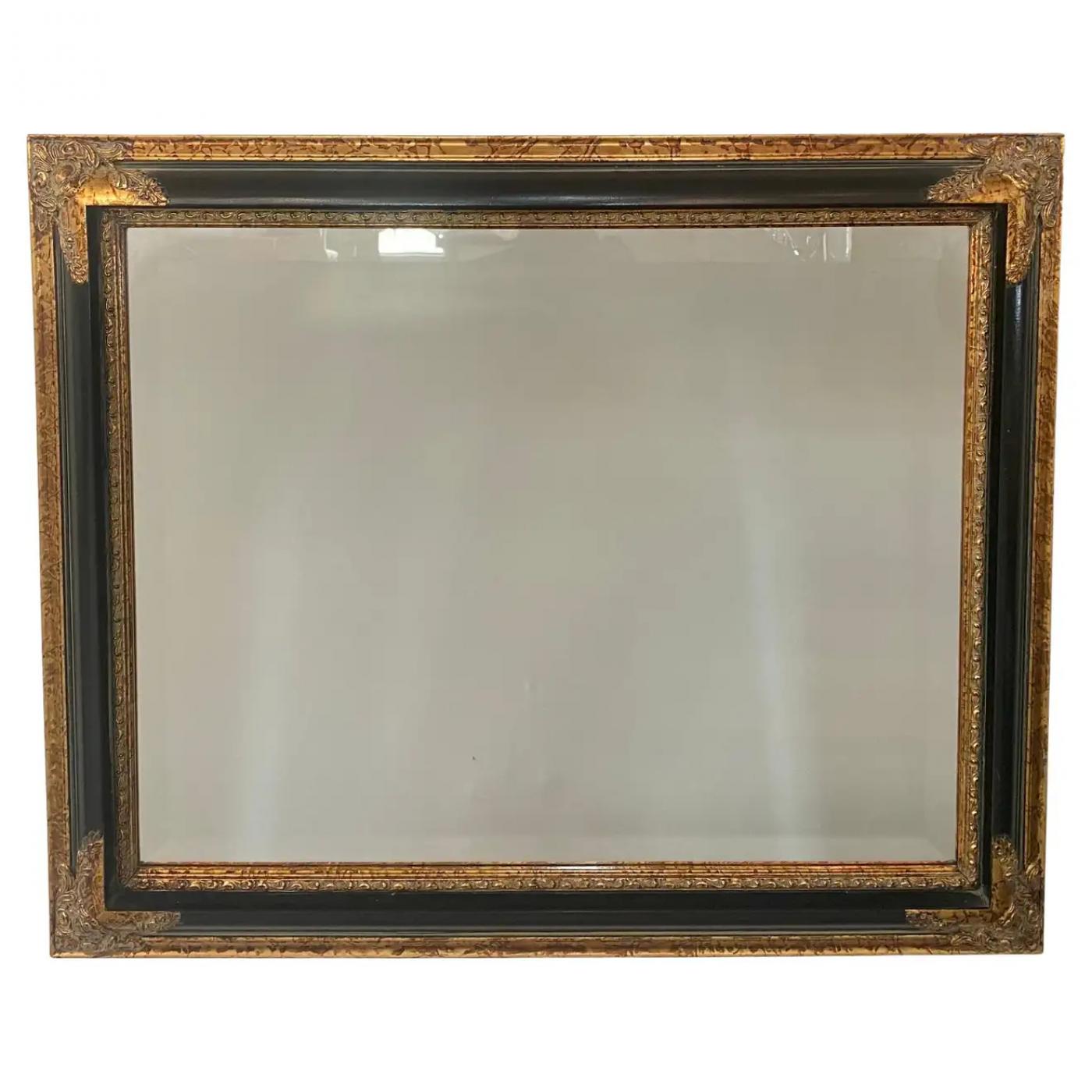 Baroque style Ebony Wall Mirror with Tortoise & Gilt Design Frame