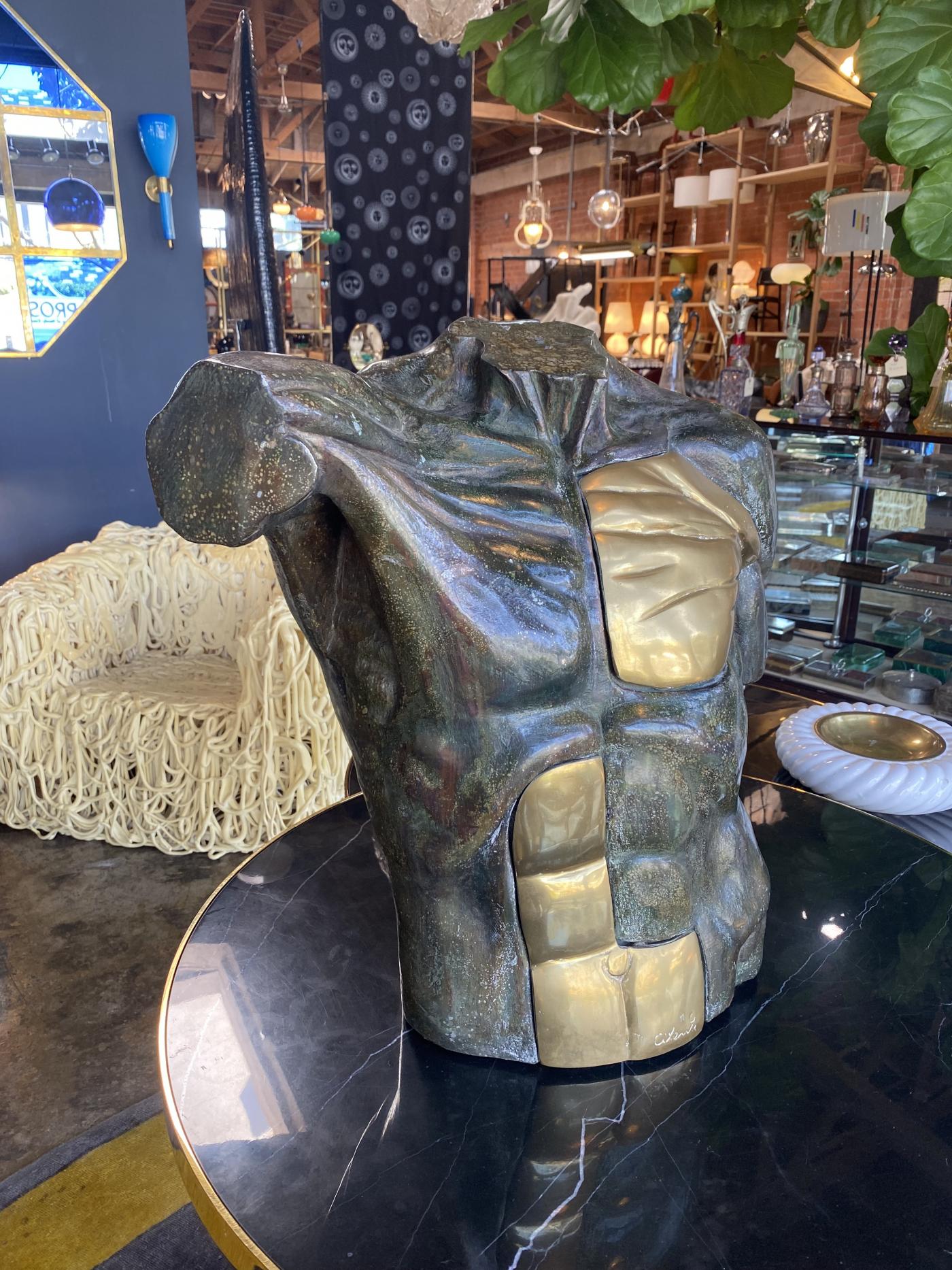 Beautiful Italian Half Bust Bronze Sculpture 1960