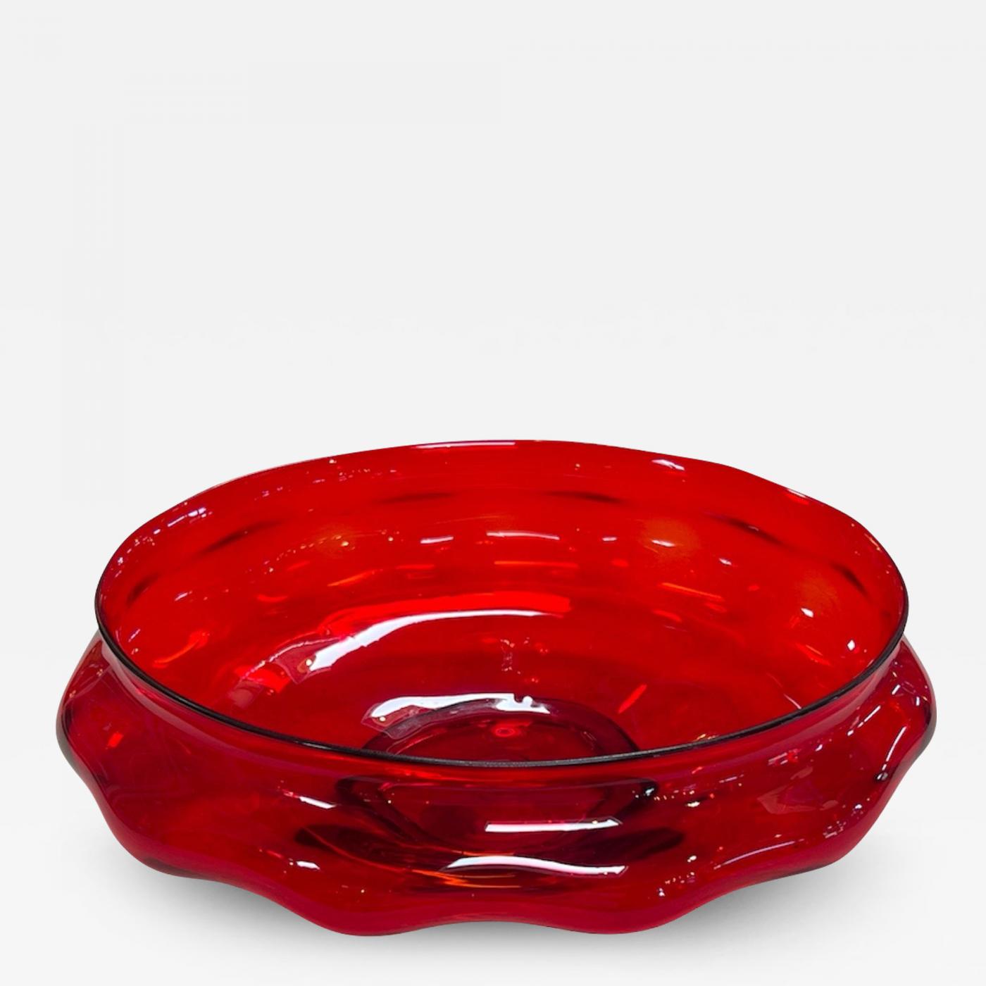 Beautiful Vintage Italian Round Decorative Red Bowl 1980