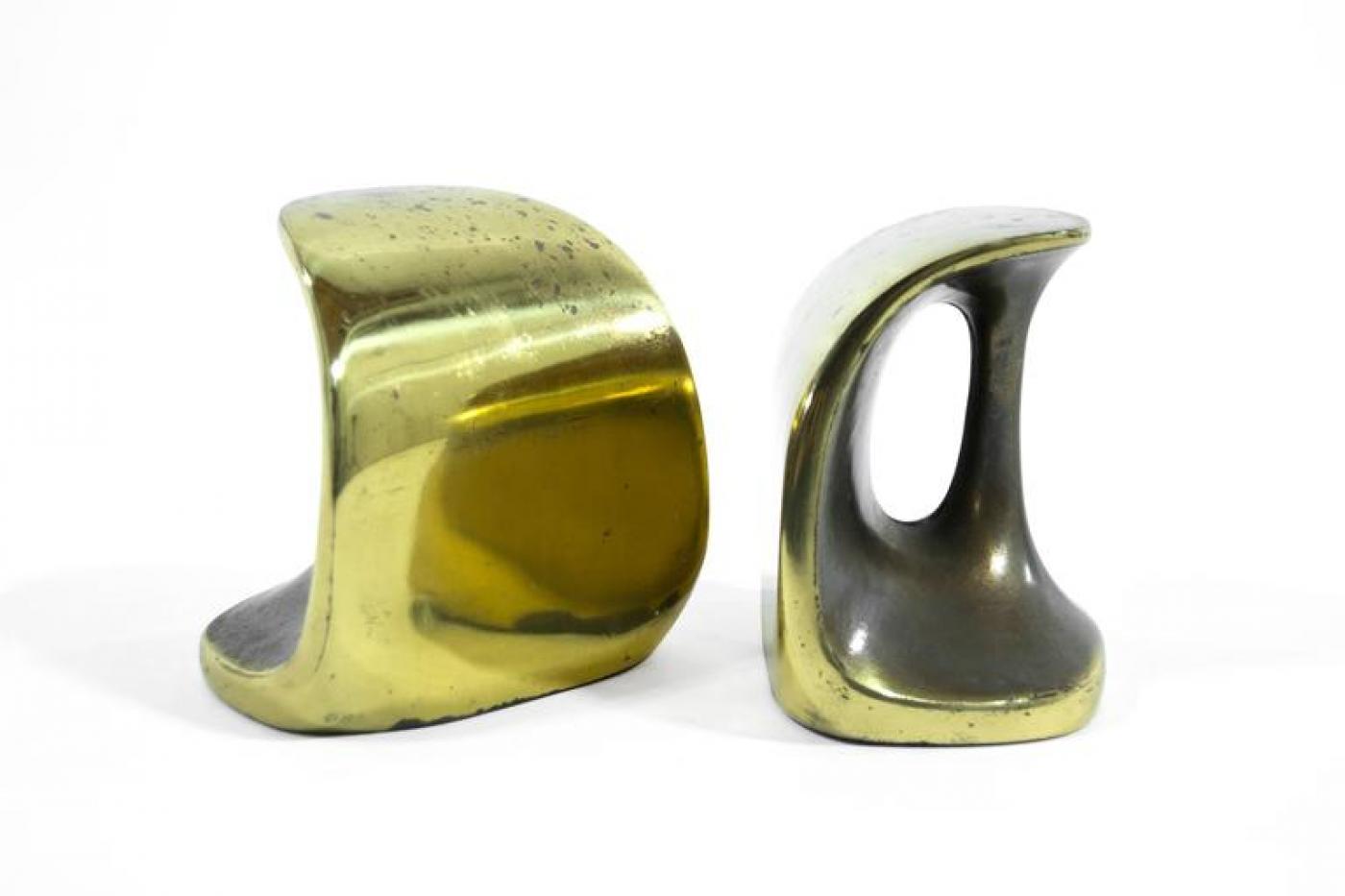 Ben Seibel - Patinated Brass Bookends by Ben Seibel for Jenfred Ware