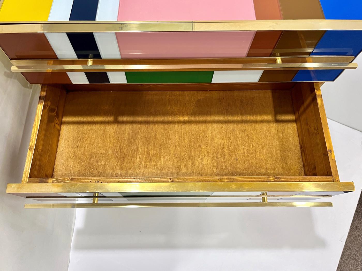 Bespoke Italian Pair of Mondrian Style Blue Green Yellow Chests / End ...