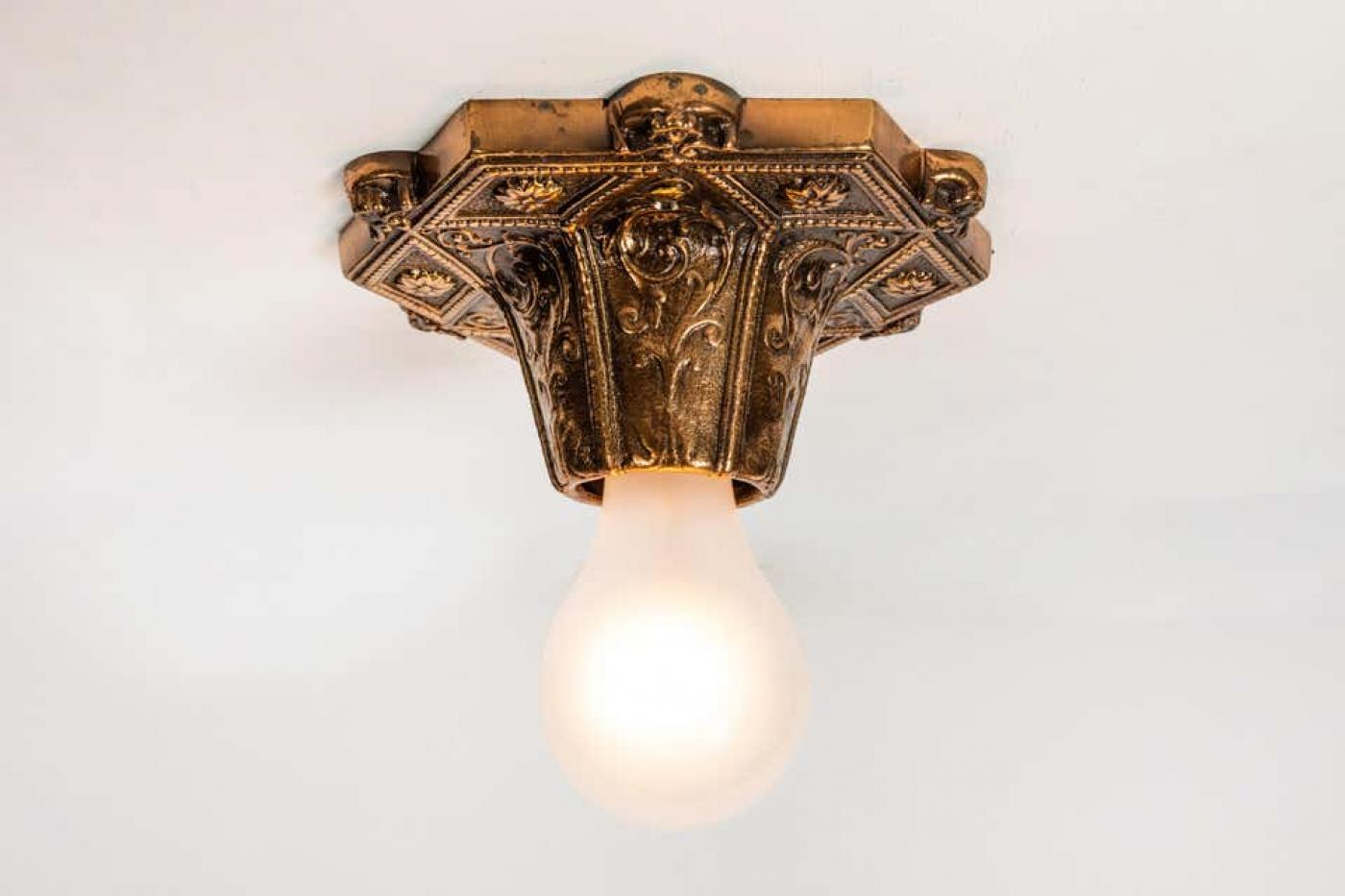 'Beverly Hills' Brass Art-Deco Style Wall or Ceiling Light by Joe Rinaudo