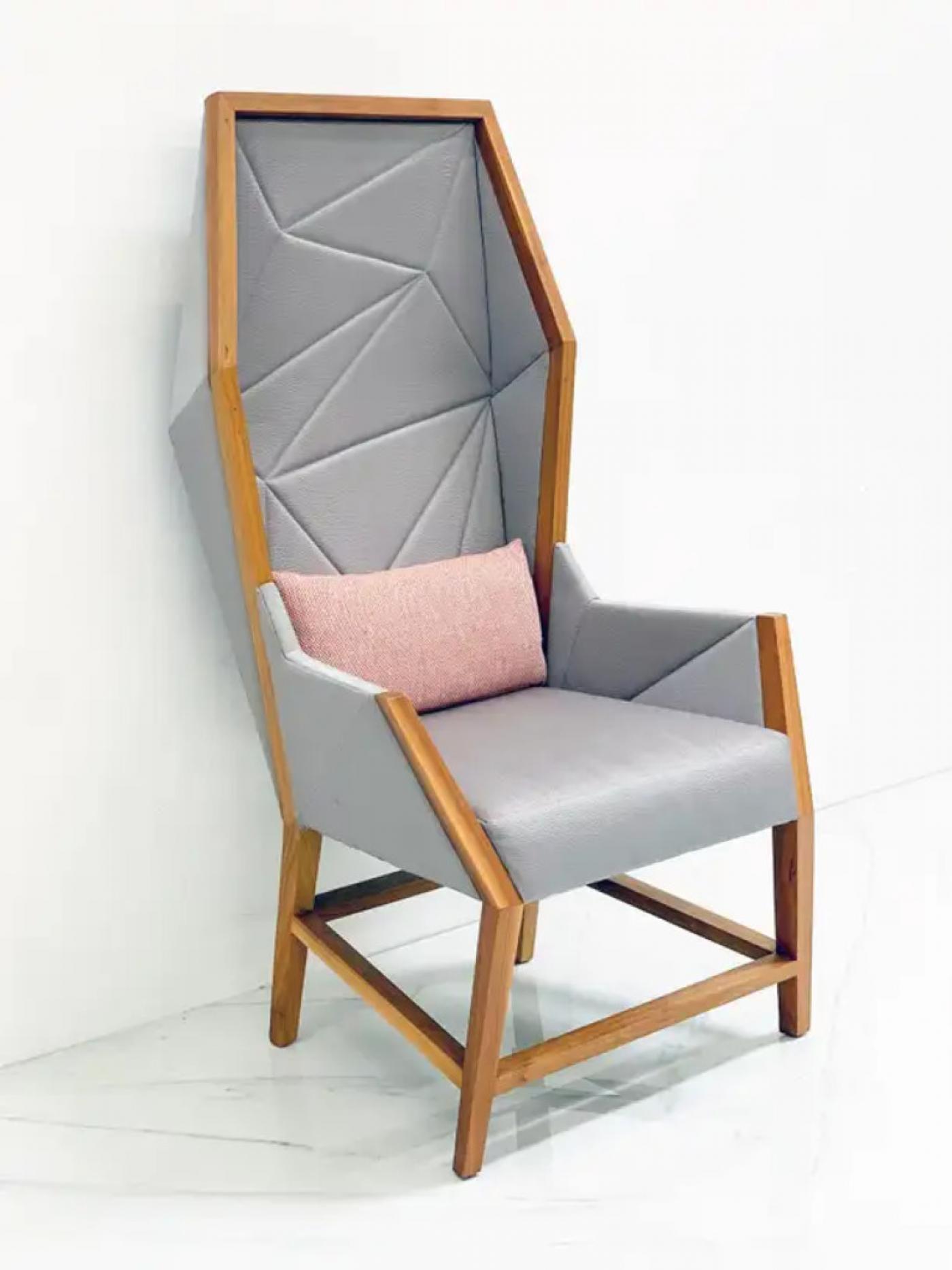 Bias Hooded Lounge Chair, Faceted Wingback Inspired by Louis XV Sentry