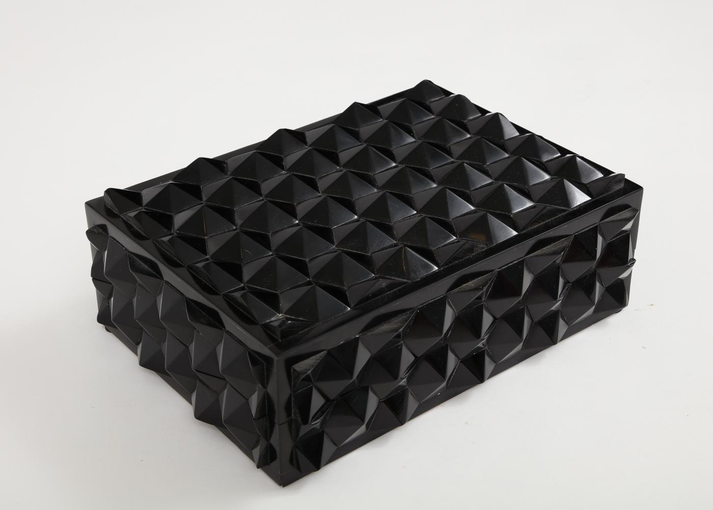 Black Faceted Dragon Box, 13x10