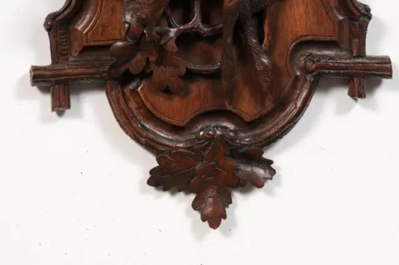 Black Forest Period 19th Century German Oak Wall Carving with Hunting ...
