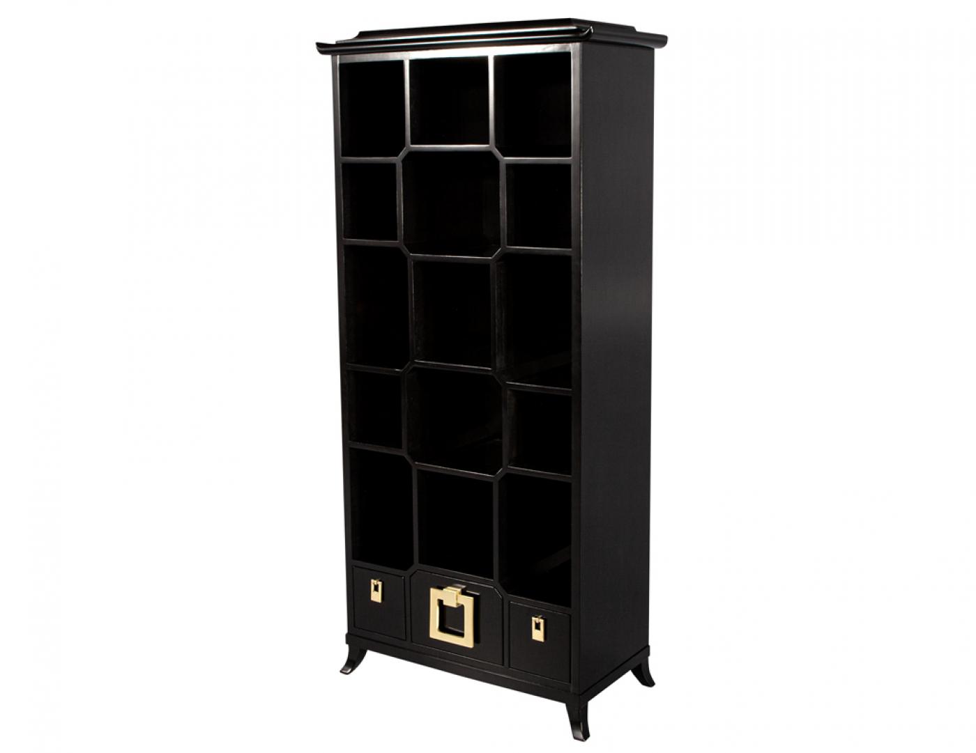 Black Lacquer Bookcase Display Cabinet