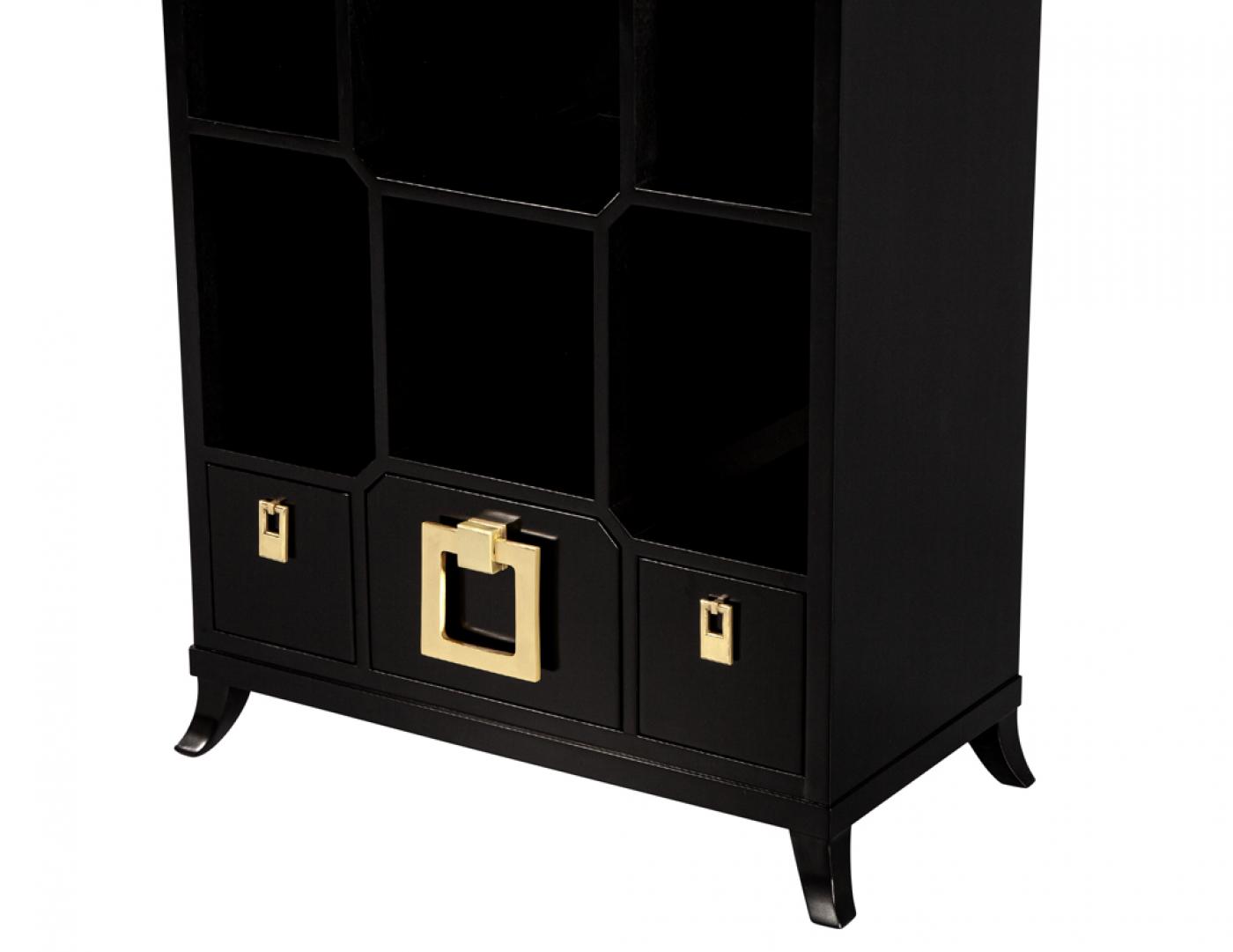 Black Lacquer Bookcase Display Cabinet