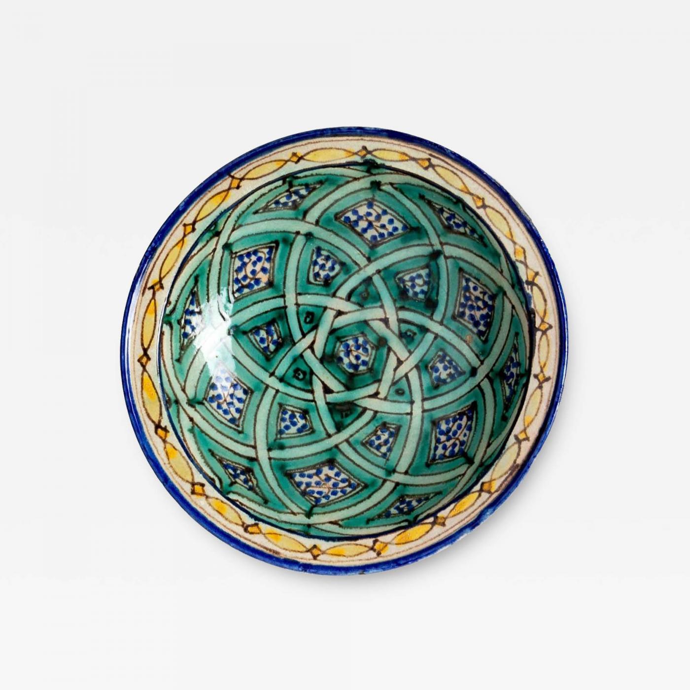 Blue, Green, and Yellow Moroccan Bowl, early 20th Century