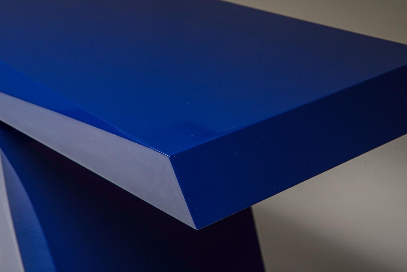 Blue lacquered console table - 1980's