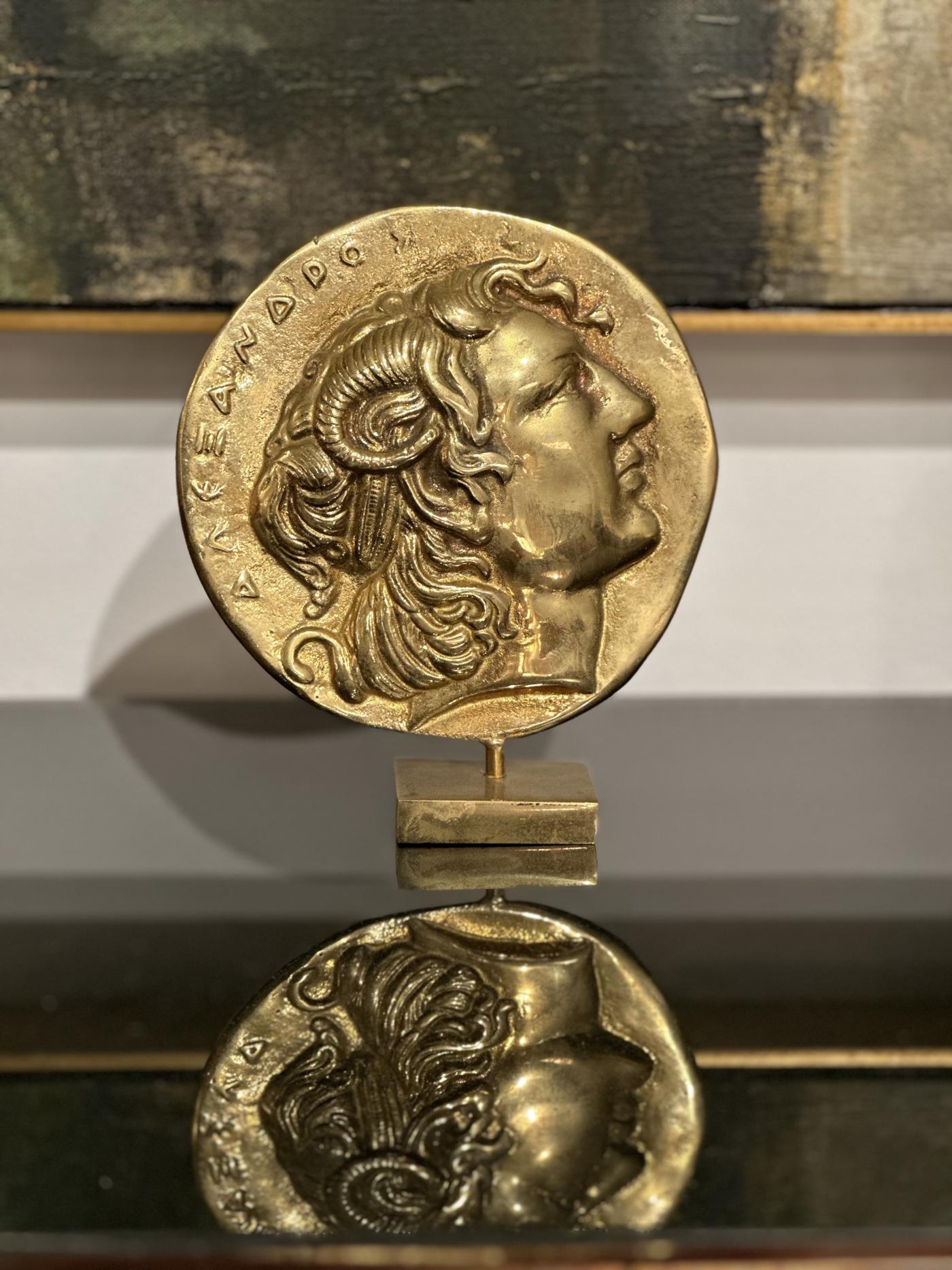 Brass Grecian Coin Sculpture