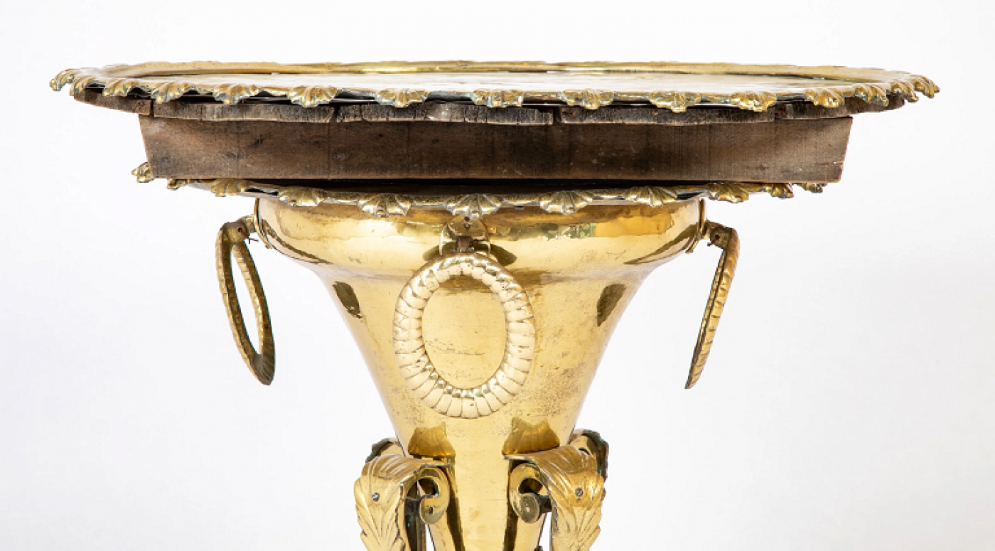 Brass Shell Edge Tray with Matching Brass Base