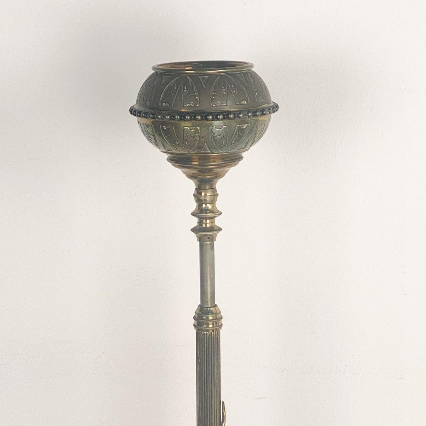 Brass Torchère with Bird Claw and Serpent, Victorian, 19th Century