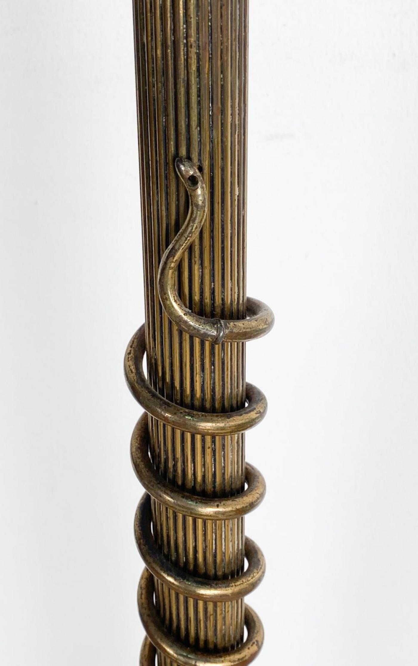 Brass Torchère with Bird Claw and Serpent, Victorian, 19th Century