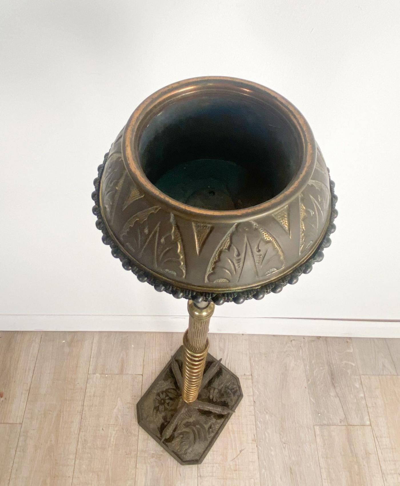 Brass Torchère with Bird Claw and Serpent, Victorian, 19th Century