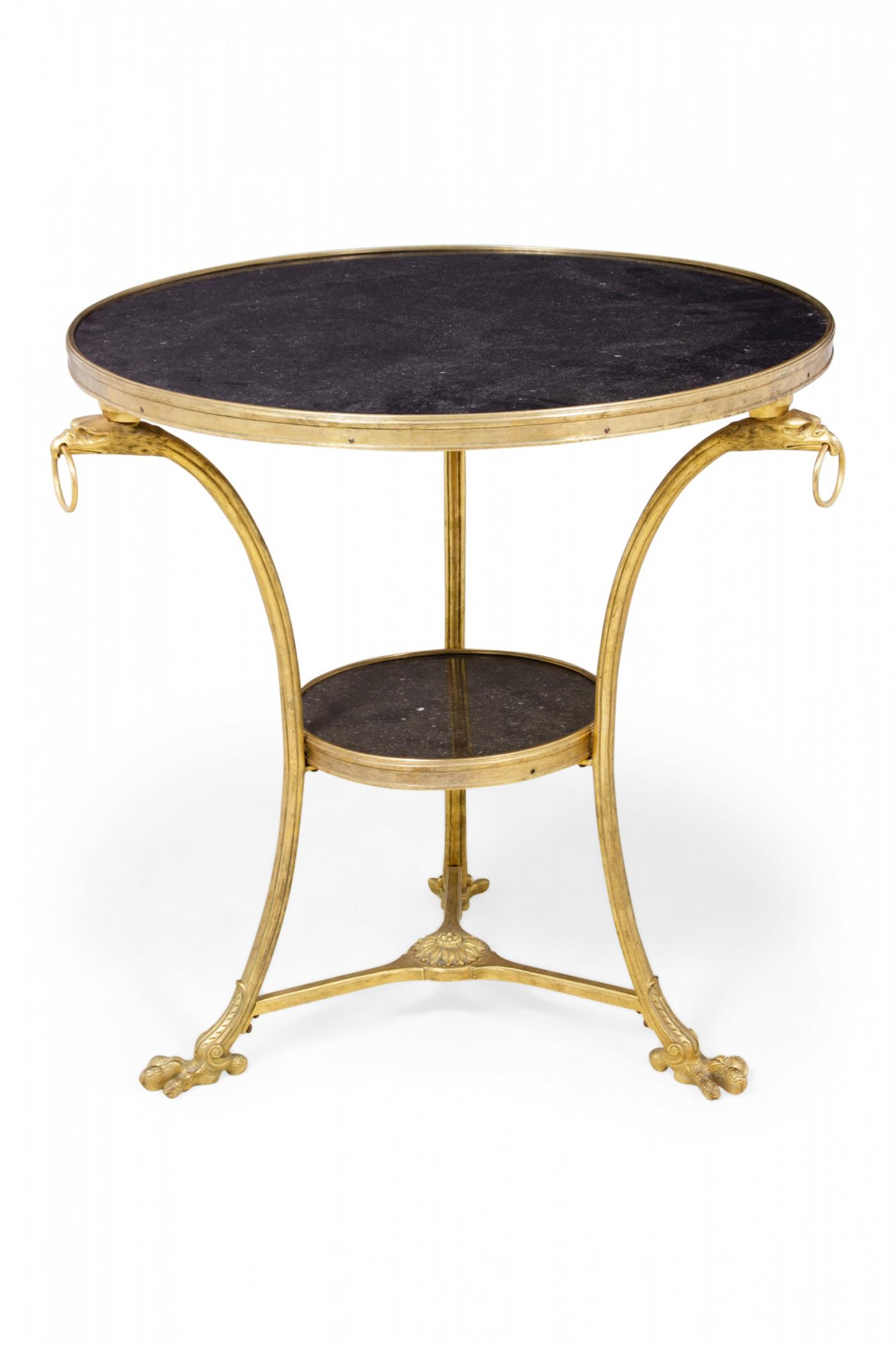Bronze Dore and Black Marble Eagle Design Gueridons / End Tables