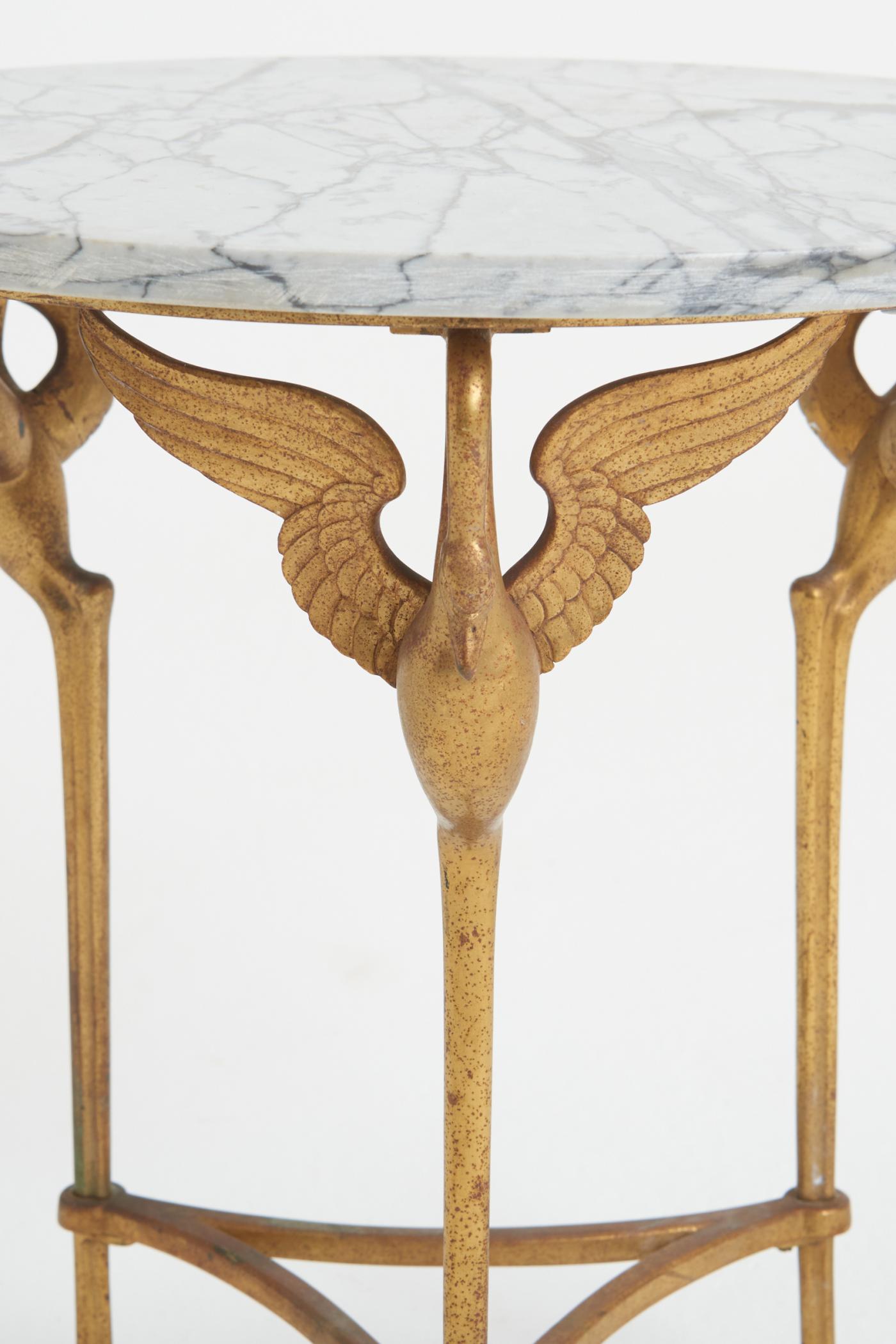 Bronze and Marble Swans Side Table