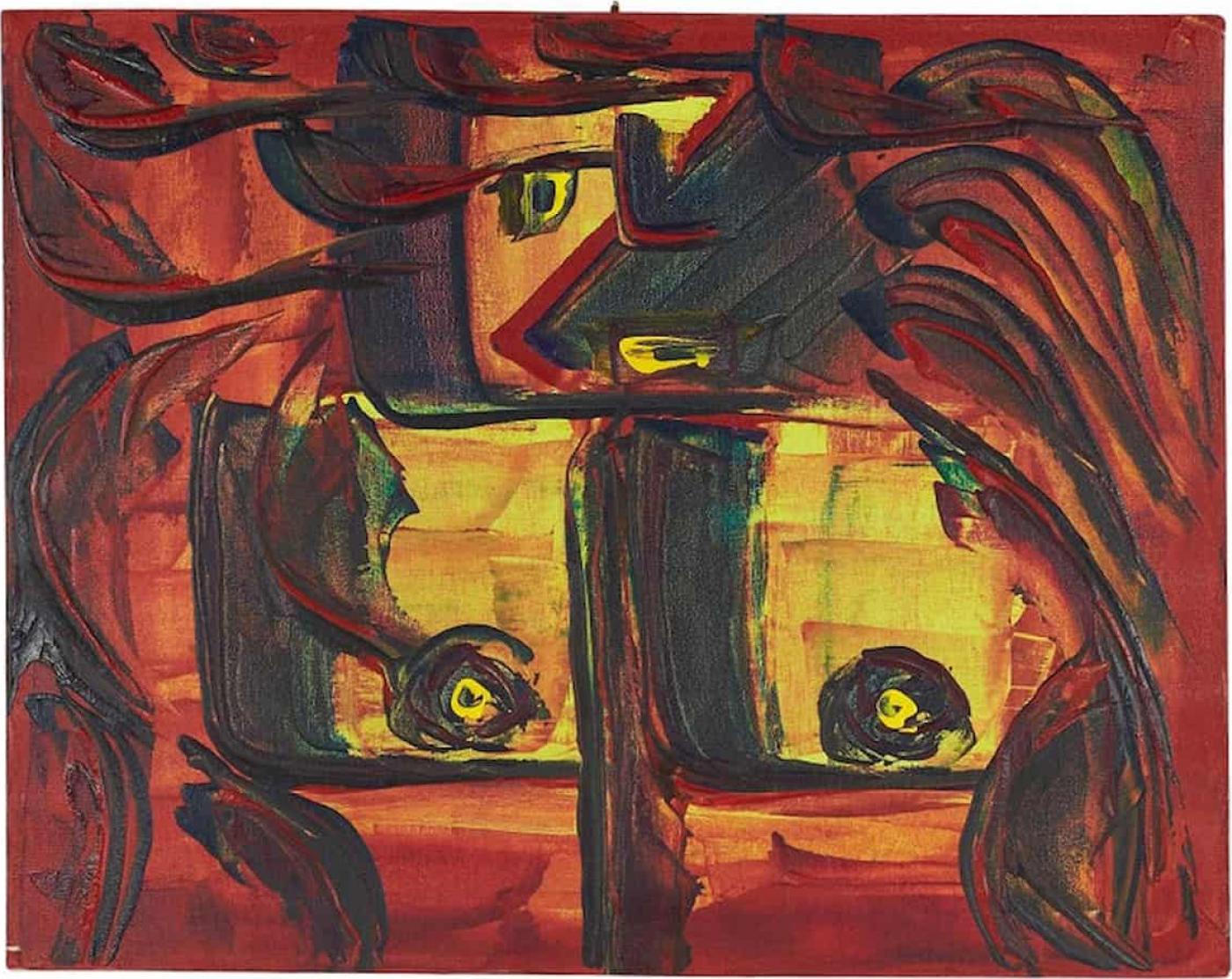 Bruce Myers Mid Century Abstract Original Oil on Canvas Painting No. 5