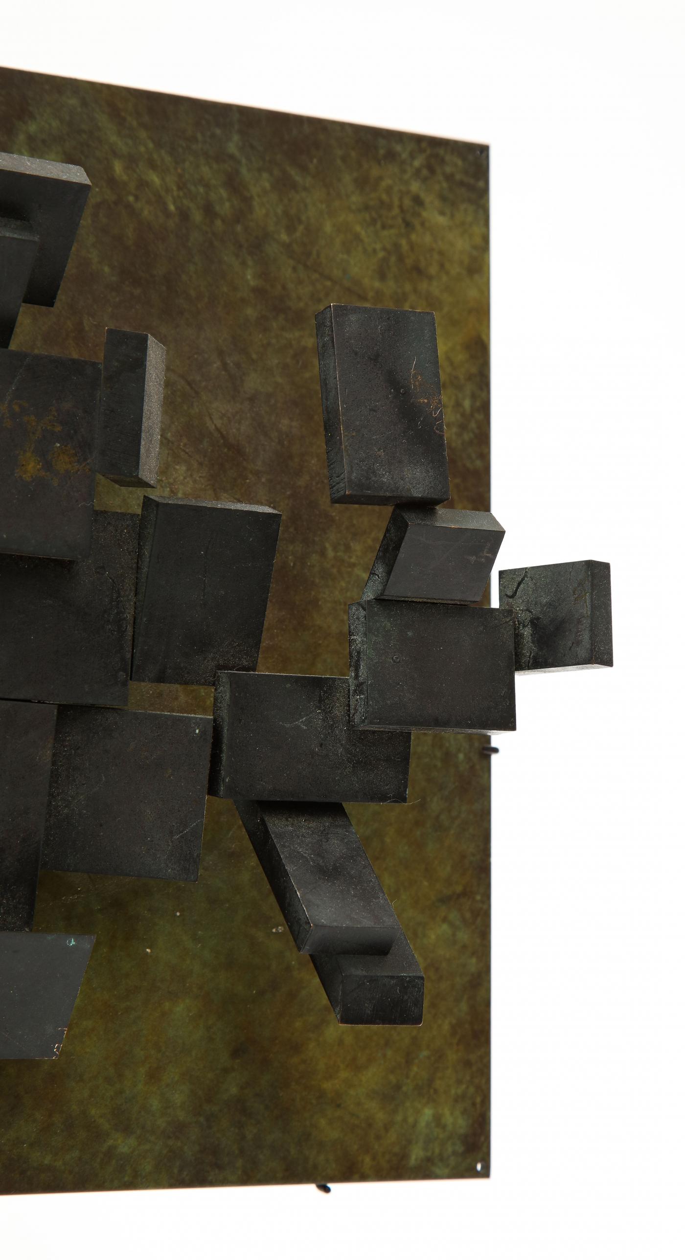 Brutalist Bronze Piece on Stand, 20th Century