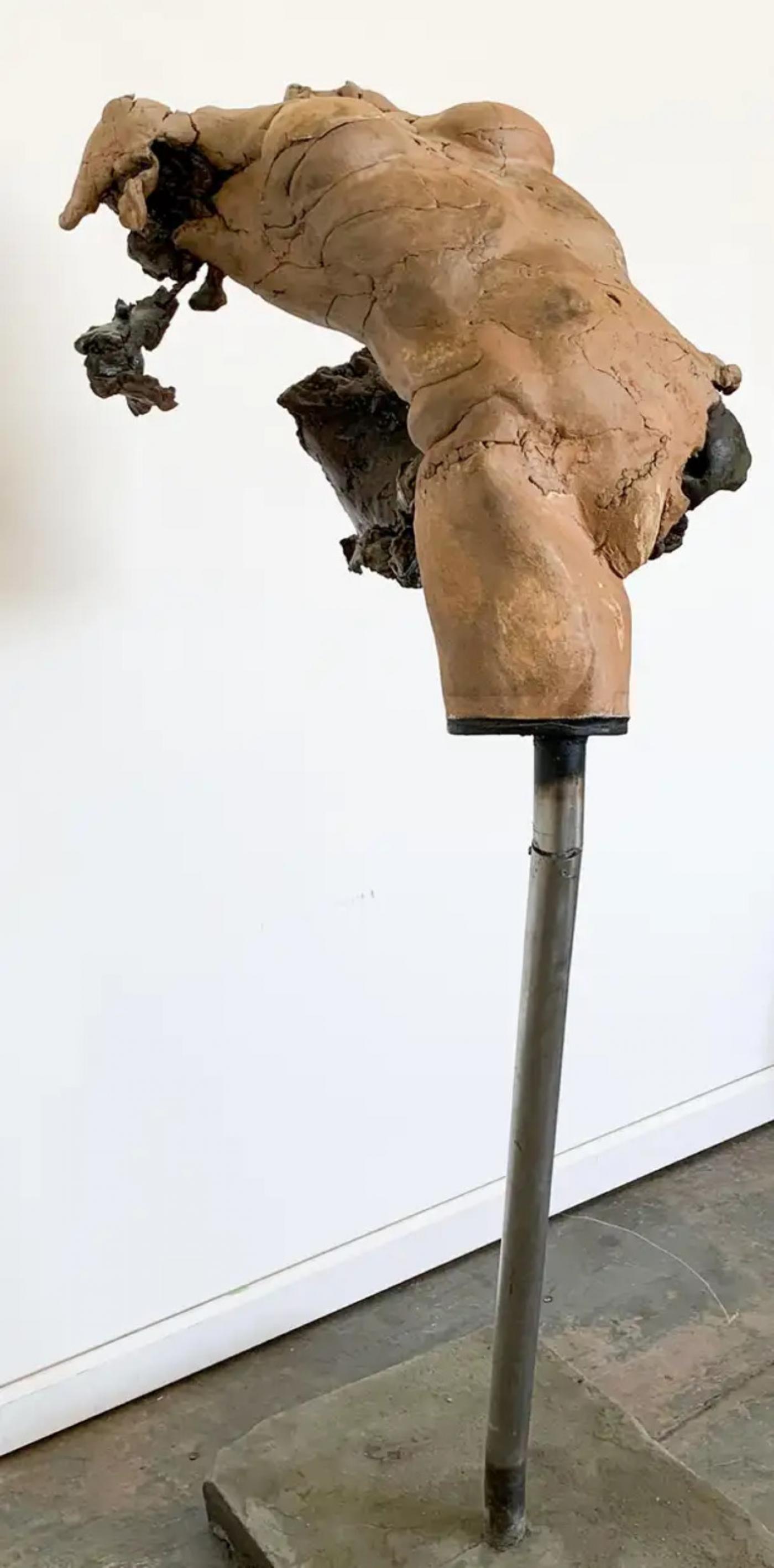 Brutalist Ceramic and Bronze Female Bust "Study on A Female Body", 1970s