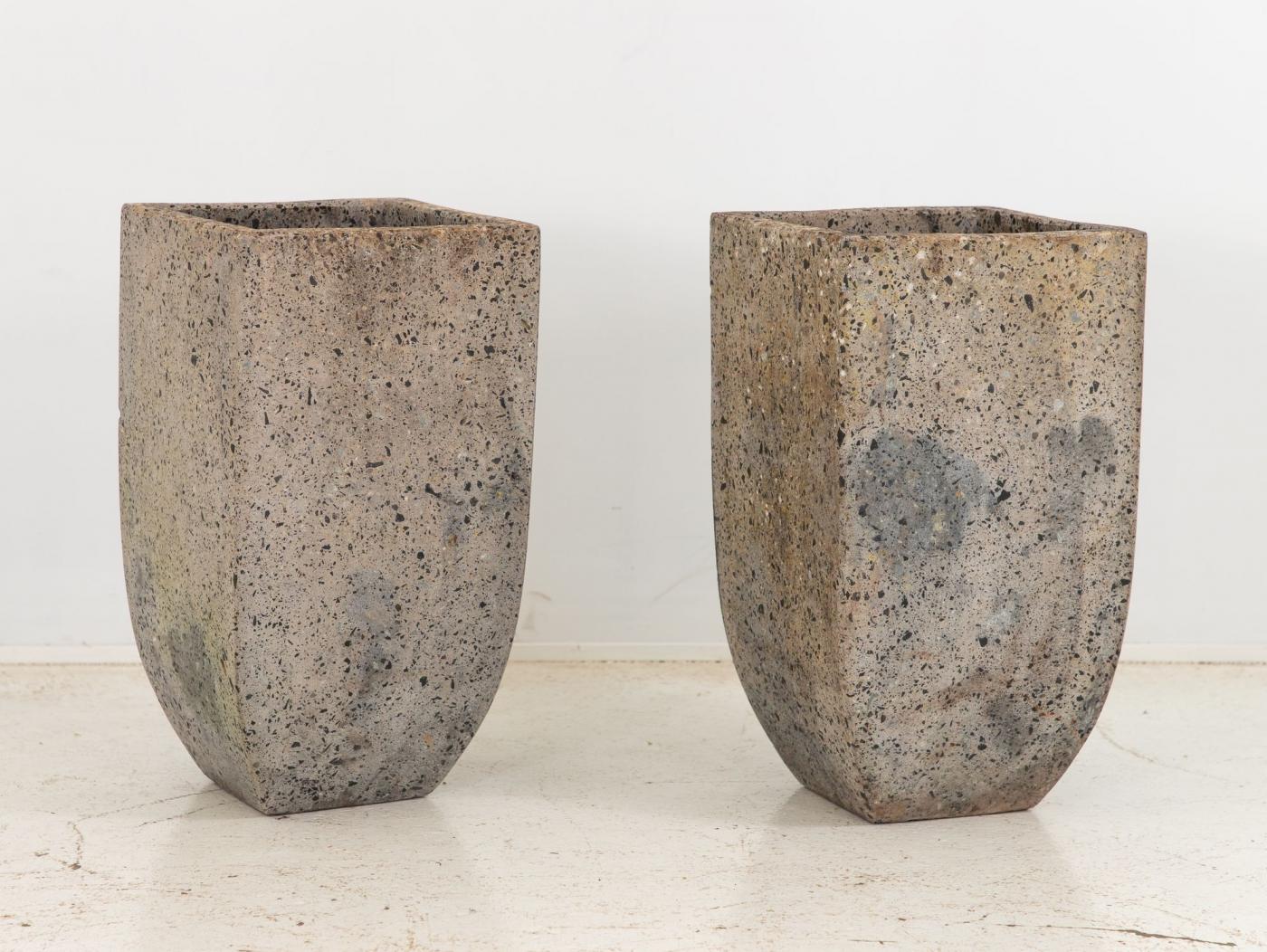 Brutalist Inspired Pair of Mixed Stone Planters, 20th Century