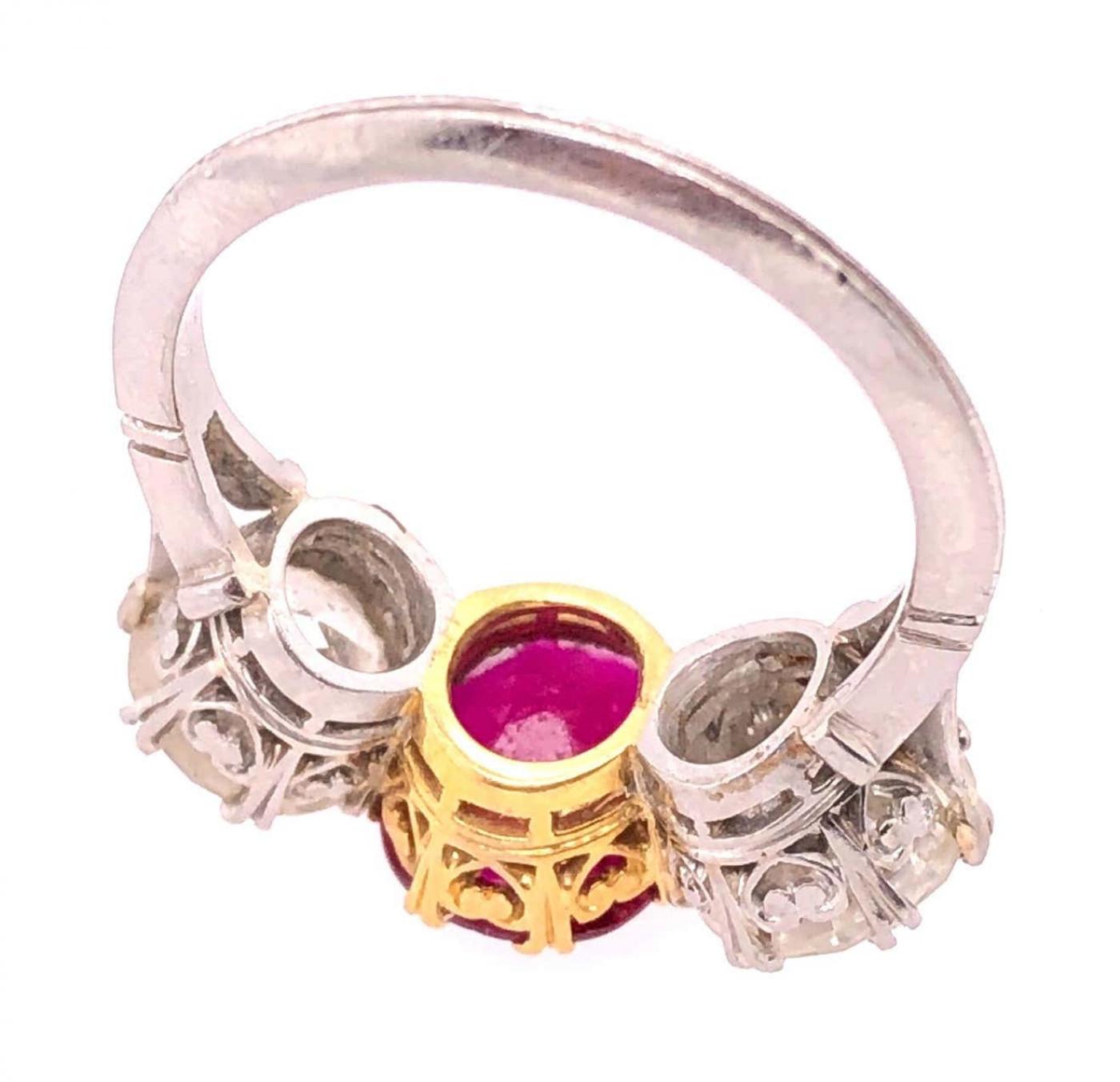 Burma Ruby Red and Diamond Dinner Ring, Engagement Ring