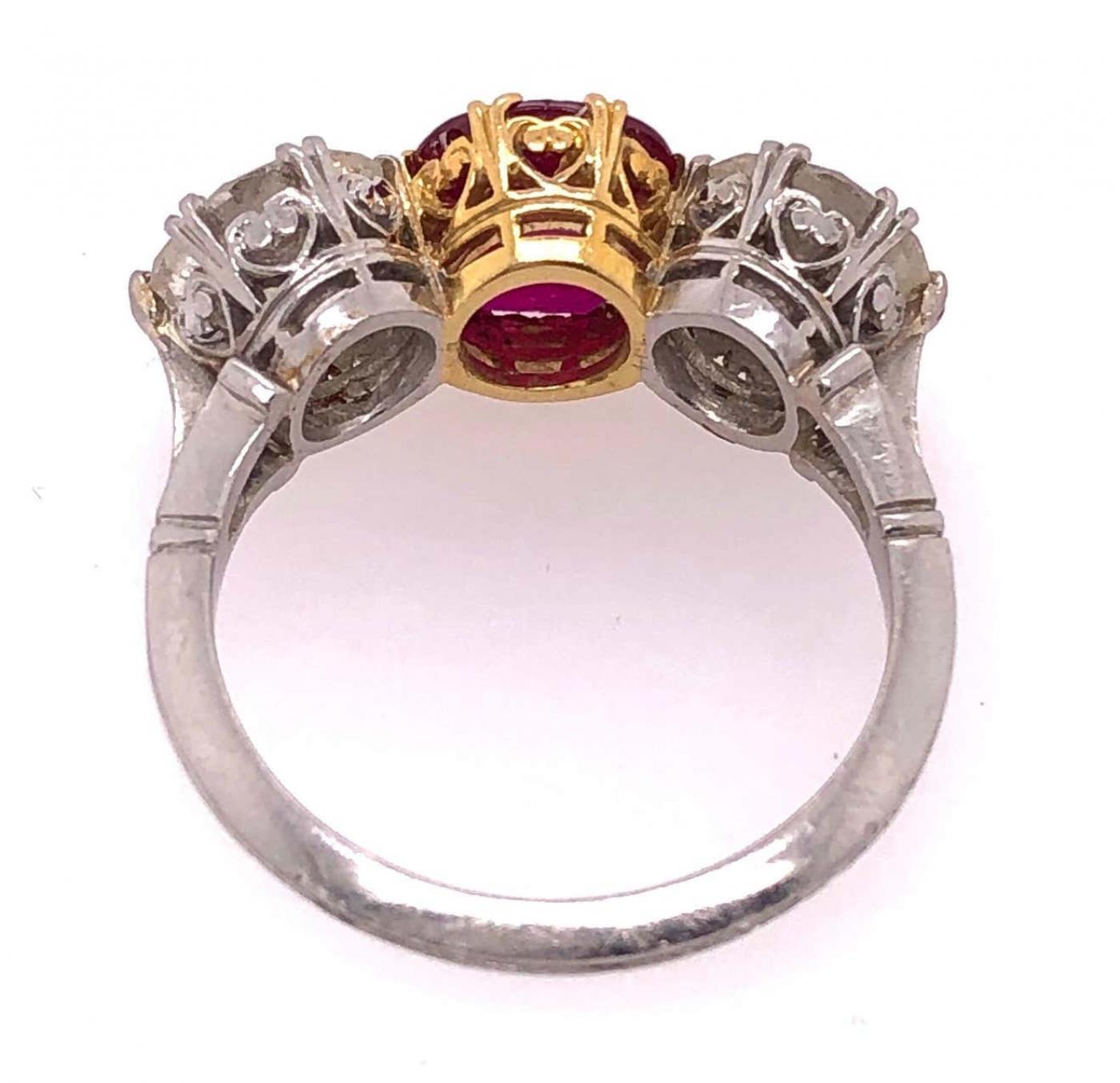 Burma Ruby Red and Diamond Dinner Ring, Engagement Ring