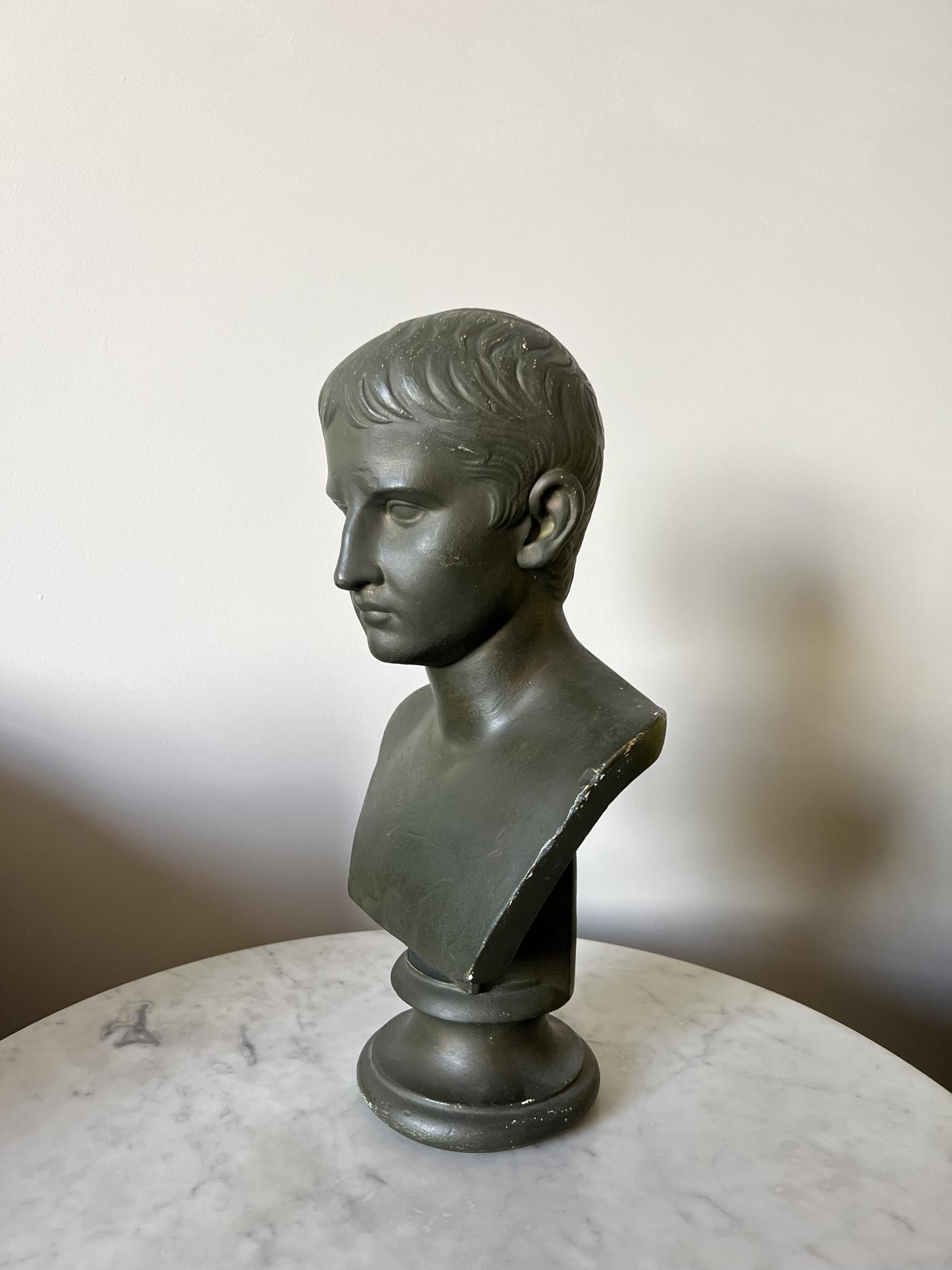 19th Century ceramic bust of Young Octavian, Later Emperor Caesar Augustus