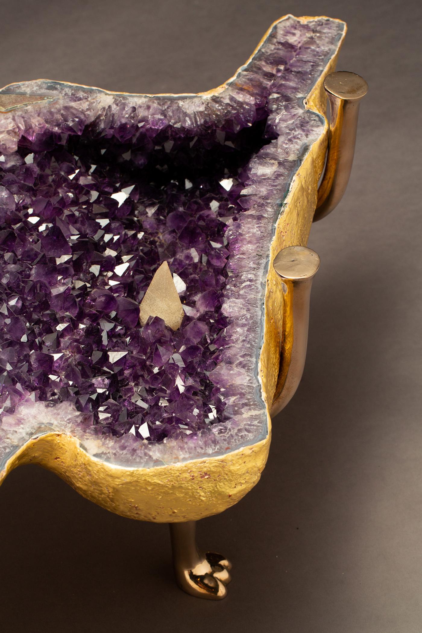 Butterfly Amethyst Geode Coffee Table