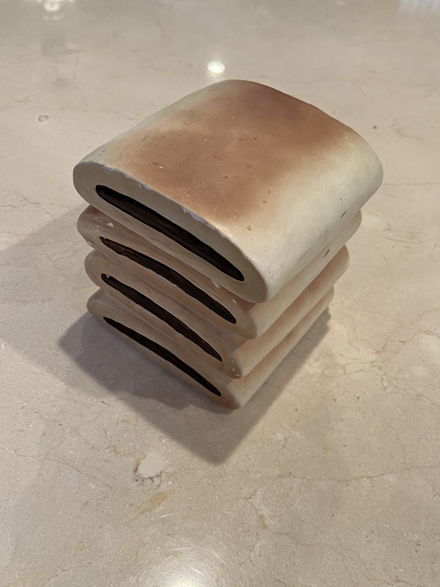 CERAMIC STACKED FIG NEWTONS COOKIE JAR