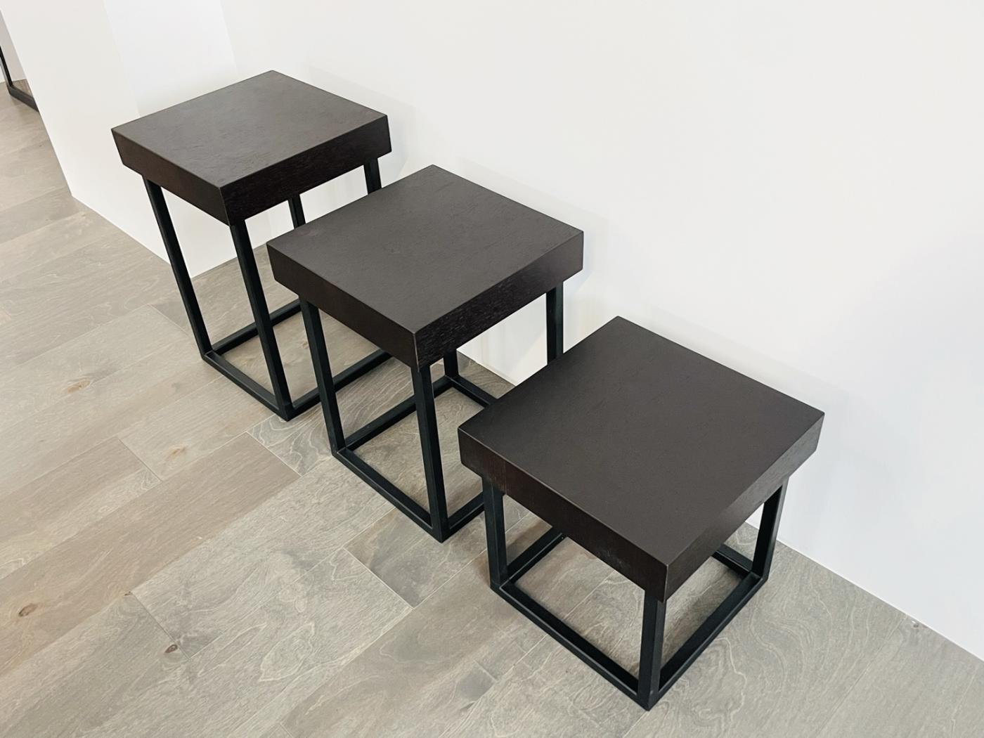 Cain Modern - 3 Iron & Oak Side Tables, Made in the USA by Cain Studio