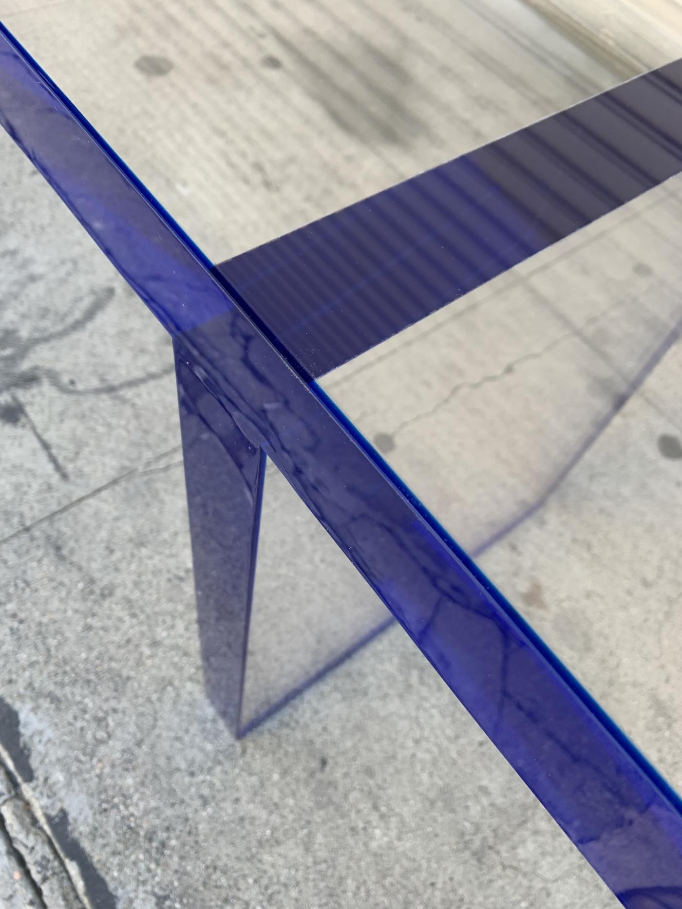 Cain Modern - Custom Bench in Deep Blue and Clear Lucite by Cain Modern