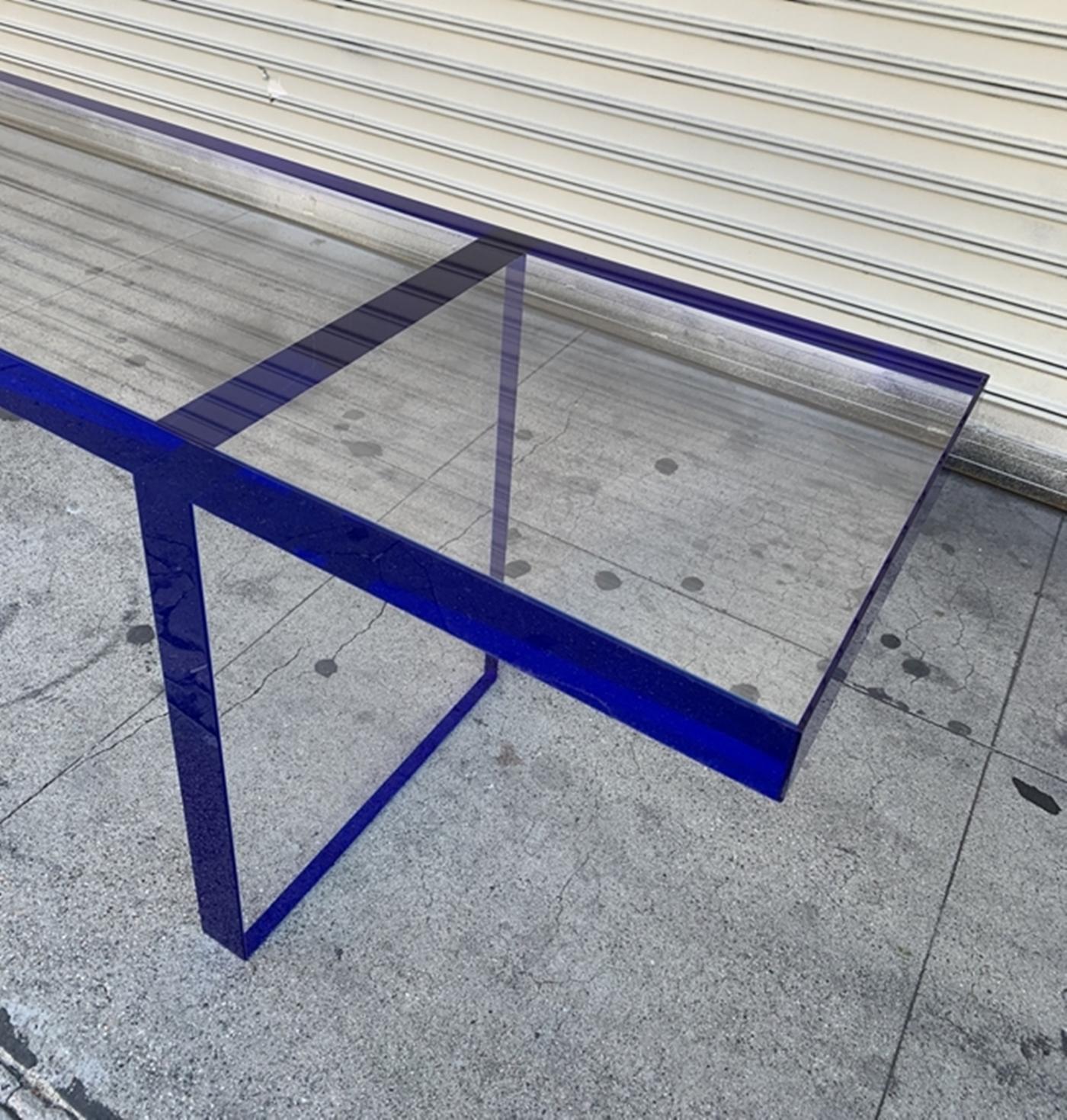 Cain Modern - Custom Bench in Deep Blue and Clear Lucite by Cain Modern