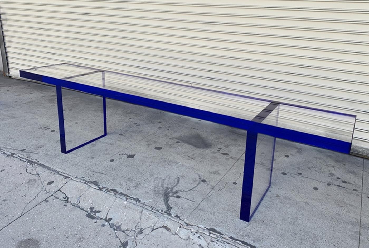 Cain Modern - Custom Bench in Deep Blue and Clear Lucite by Cain Modern