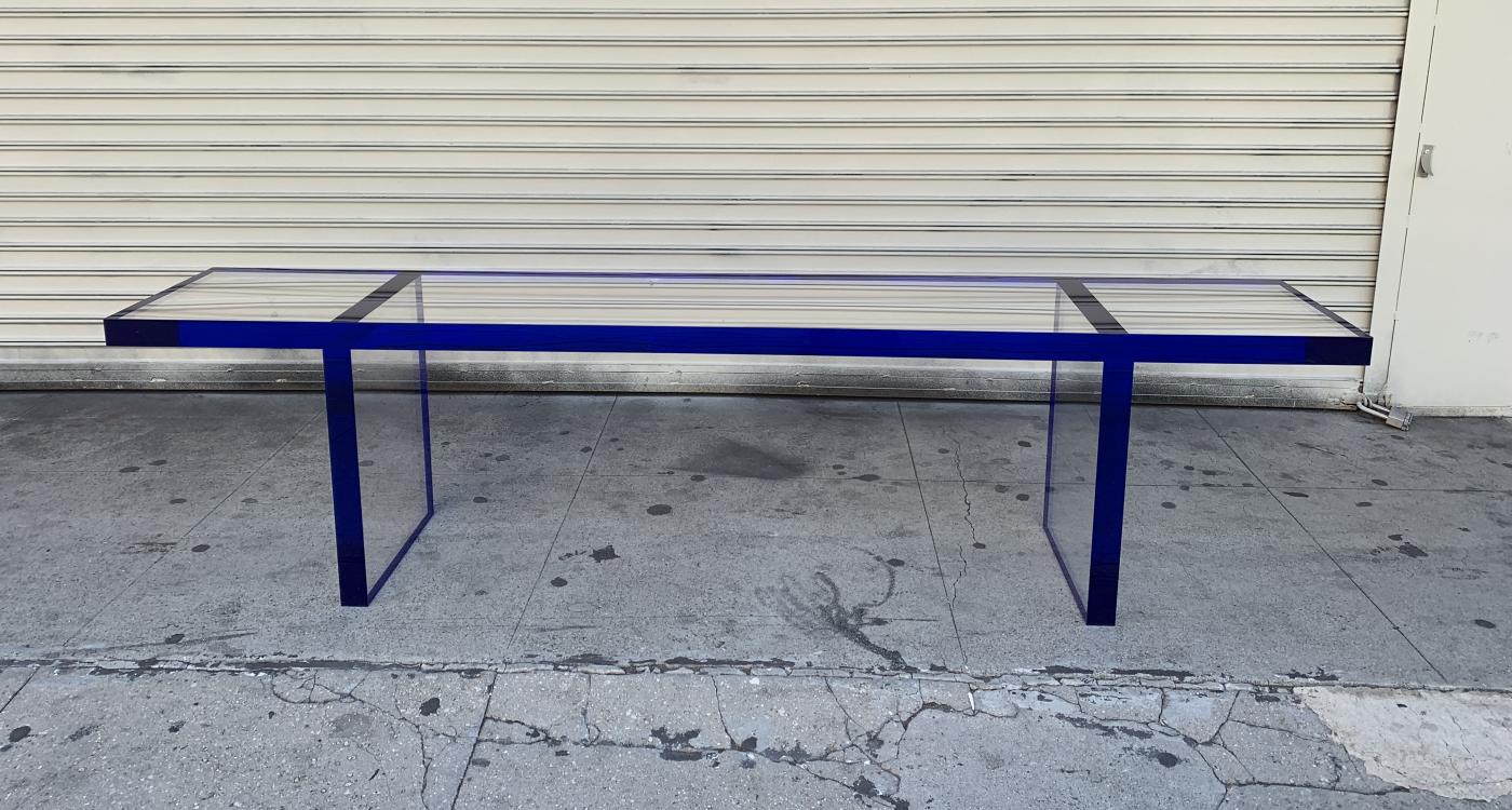 Cain Modern - Custom Bench in Deep Blue and Clear Lucite by Cain Modern
