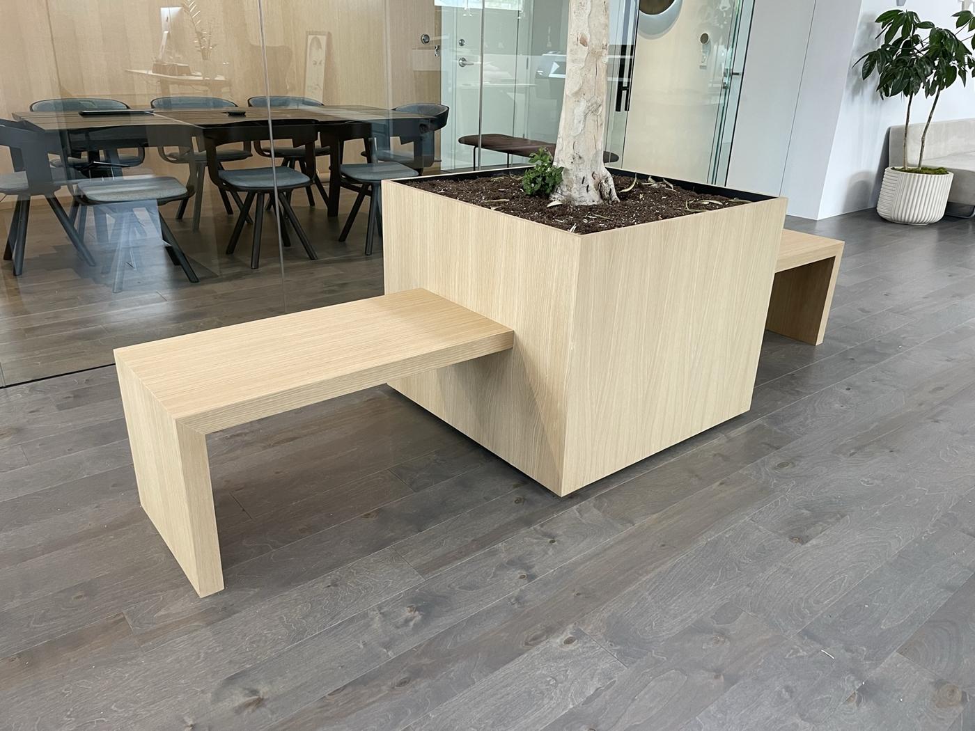 Cain Modern - "M" White Oak Planter with Integrated Benches by Cain ...